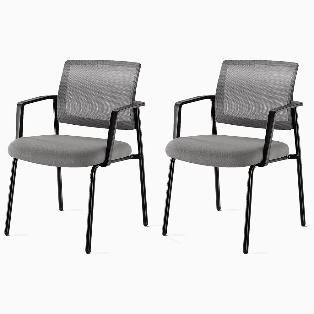 Inbox Zero Mesh Back Stacking Arm Chairs , Upholstered Fabric Stacking ...