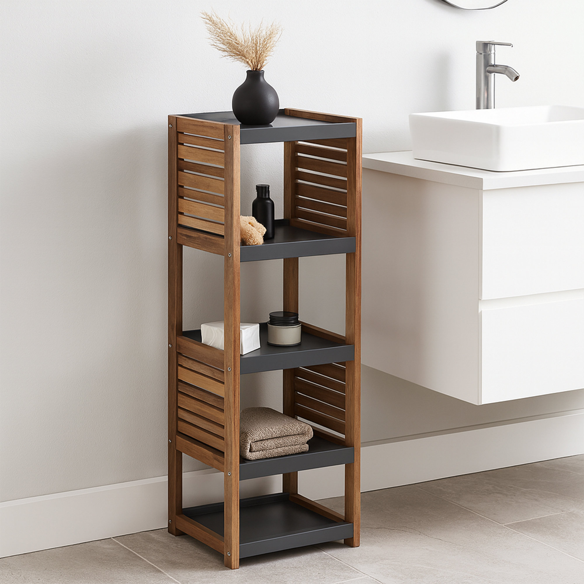 Evideco Unité de rangement à tablette ouverte avec design ventilé, brun ...