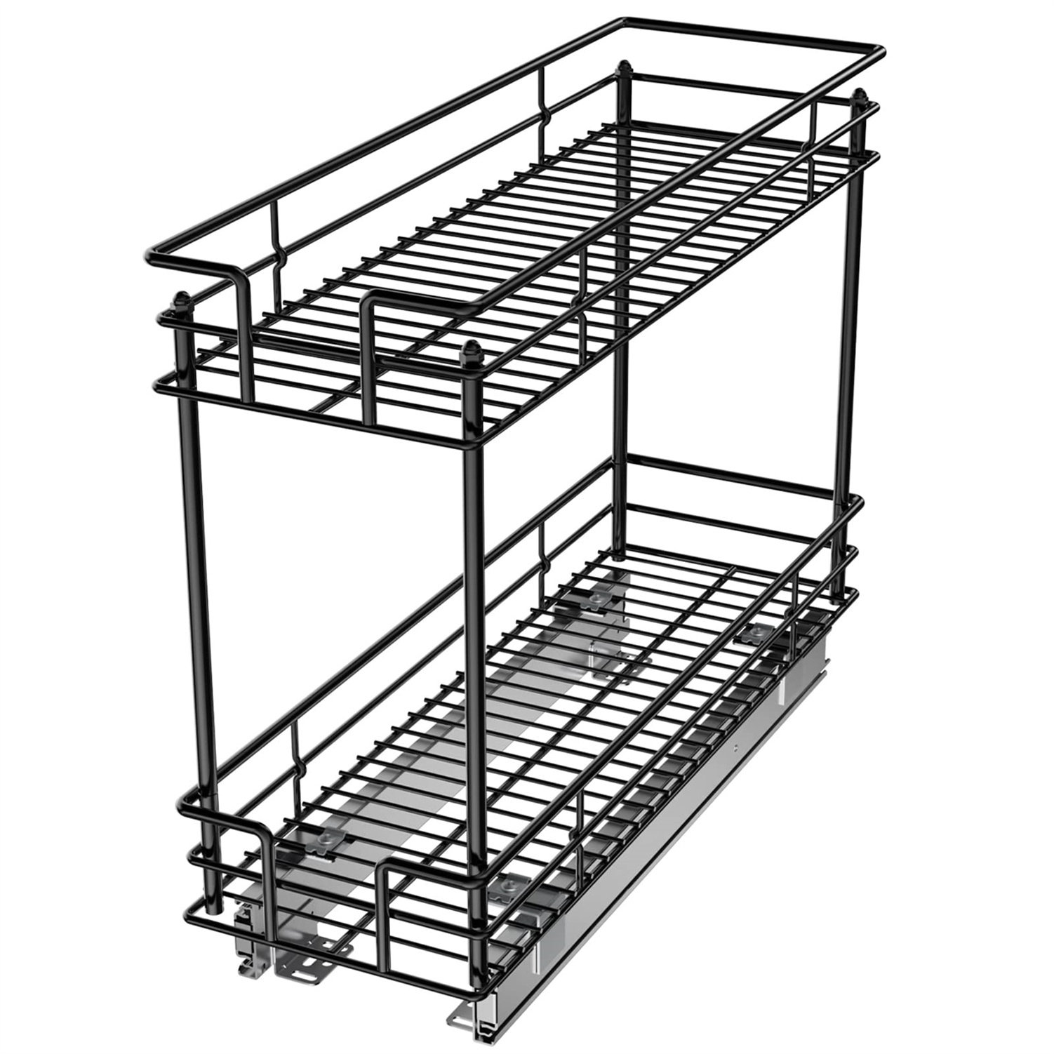 Prep & Savour Chrome-Finished Narrow Iron Pull-Out Cabinet Organizer ...