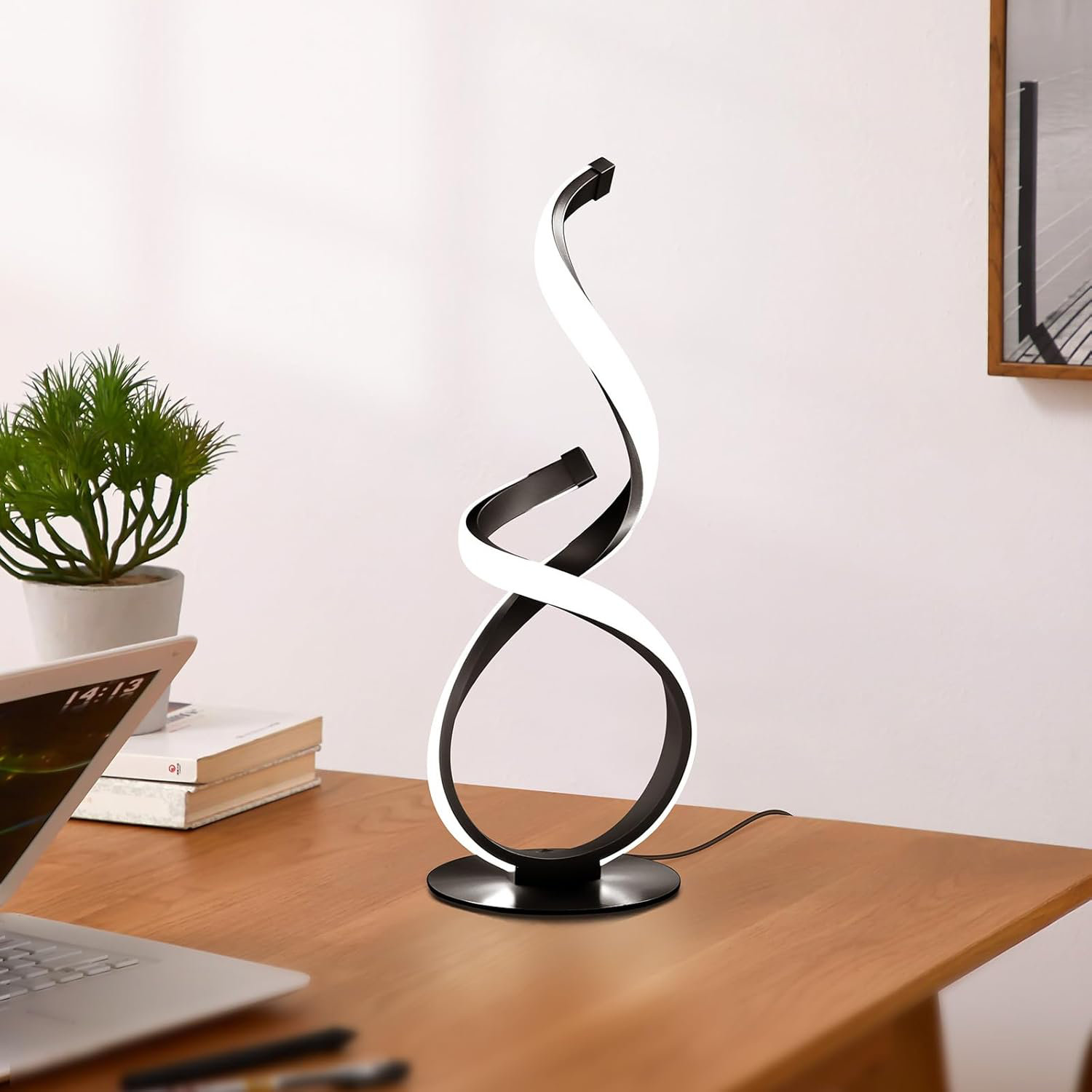 Ivy Bronx Modern Touch Lamp For Nightstand, Spiral LED Table Lamp ...