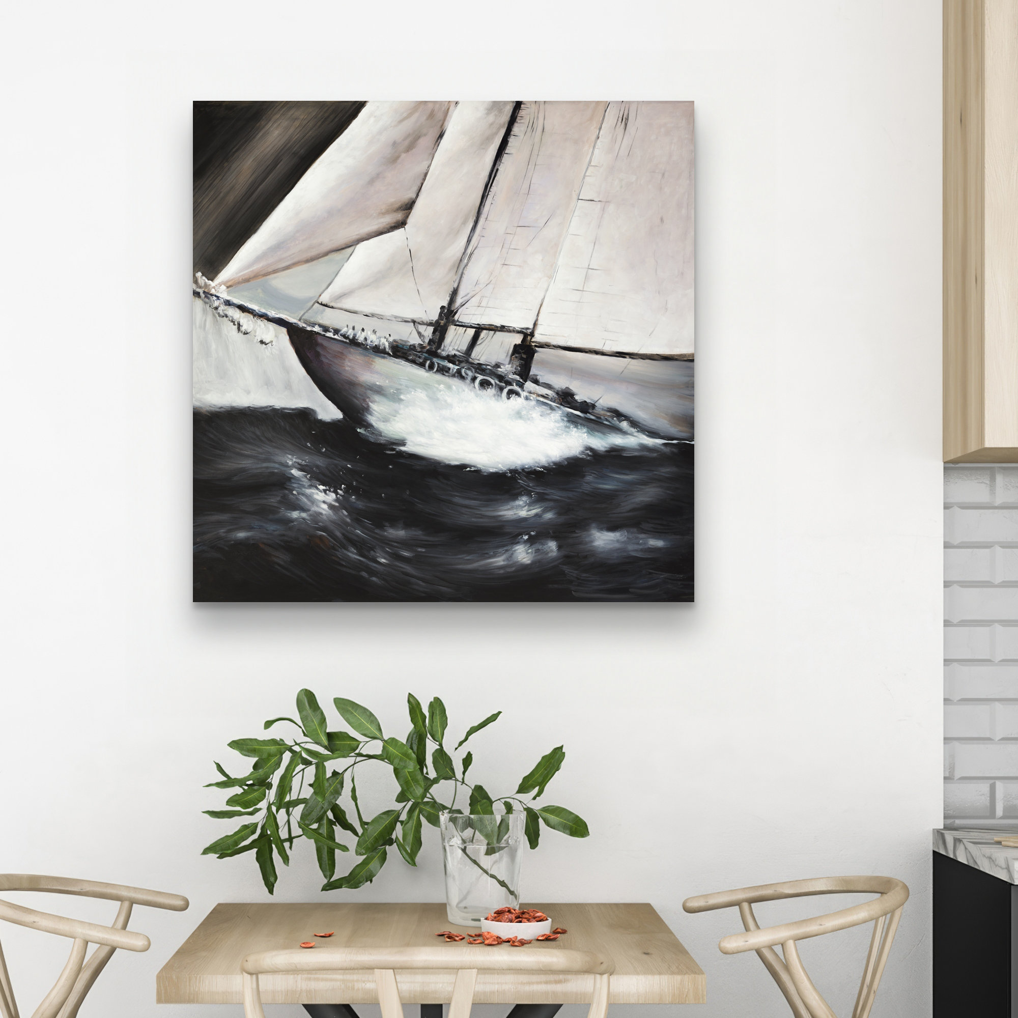 Begin Edition International Inc. Boat in a violent storm - 32"x32" art ...