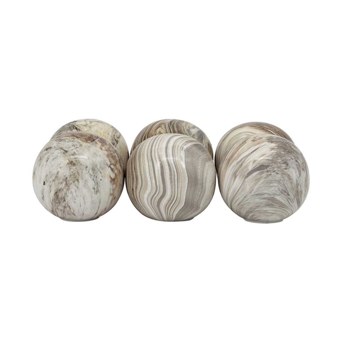Latitude Run® Set Of 6, D4x4" Marbleized Ball Accents, Brown, Marbled ...