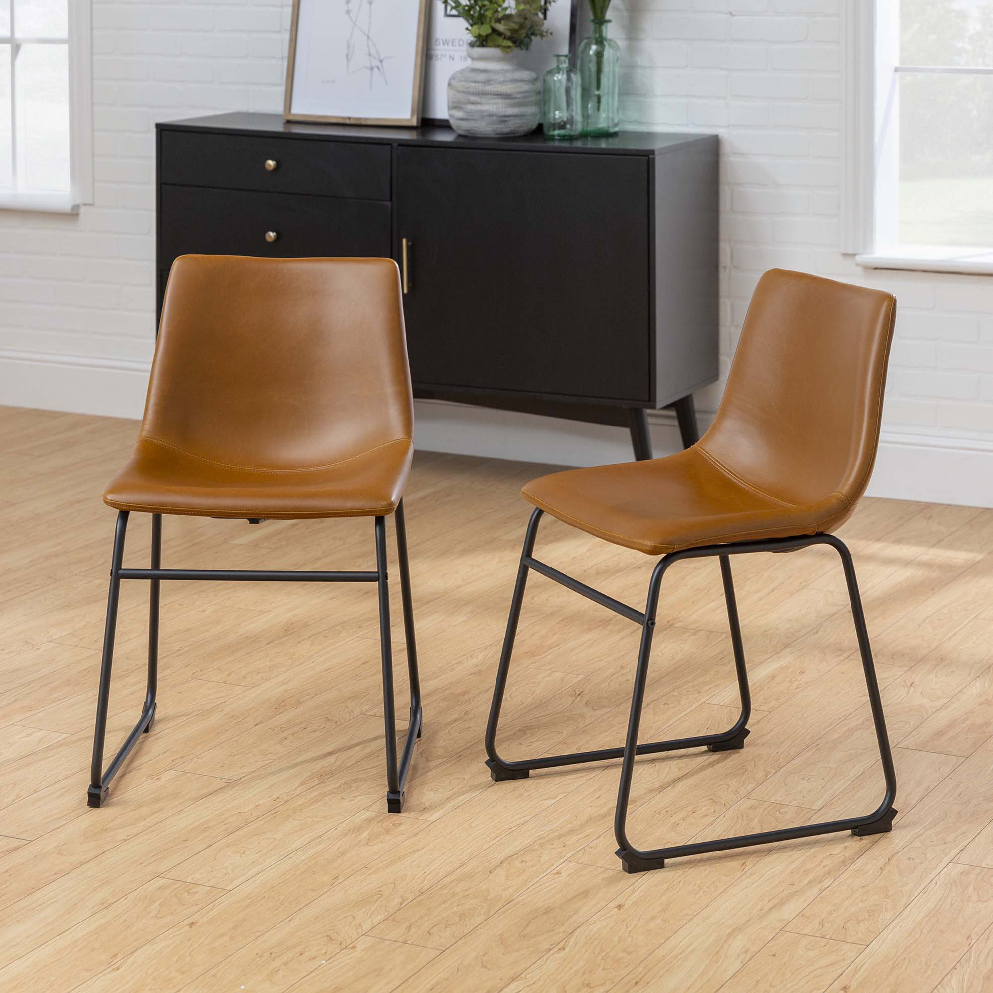 17 Stories Faux Leather Metal-Leg Dining Chairs - Wayfair Canada