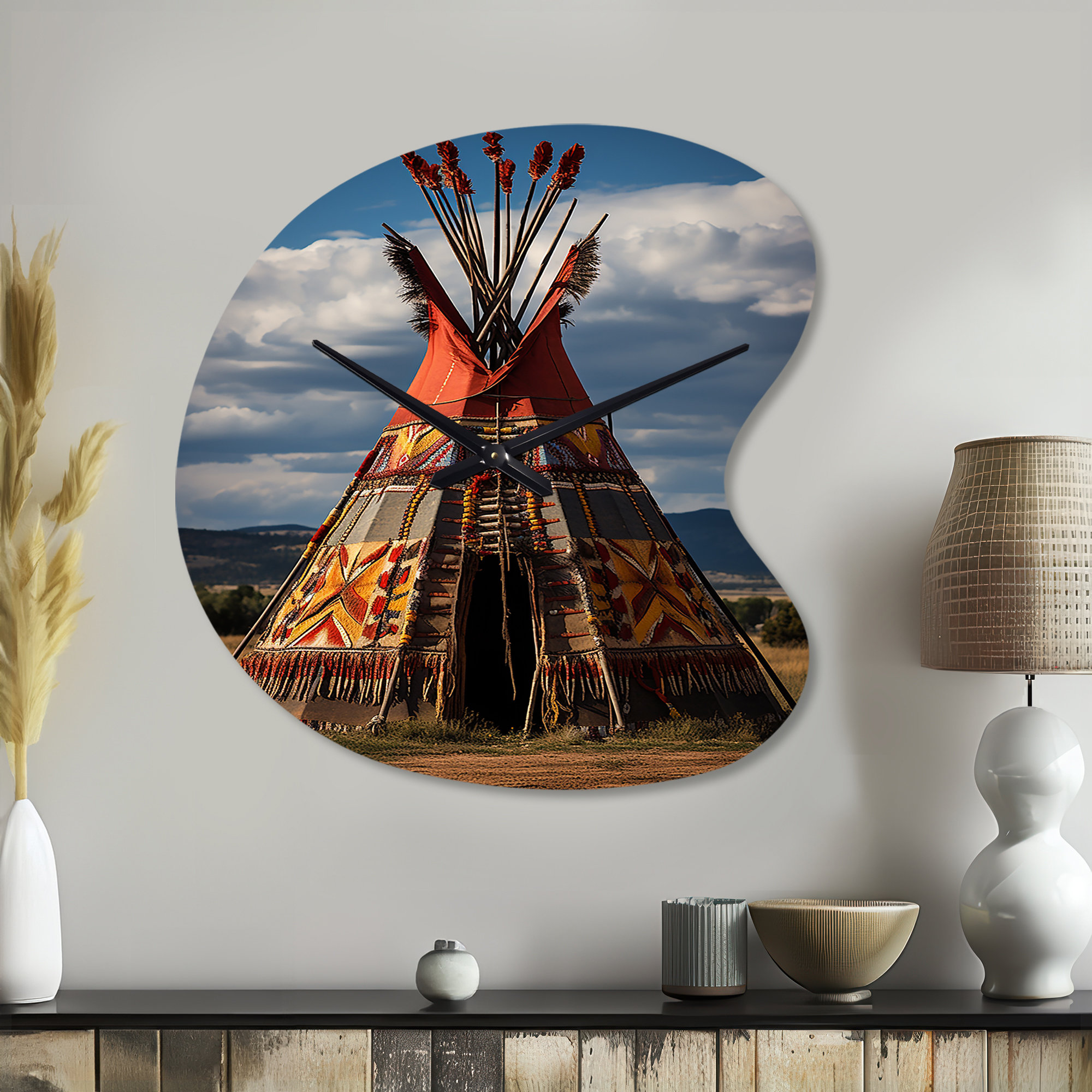 Design Art Native Tipi Harmony Of Prairies - Drop Shape Native American ...