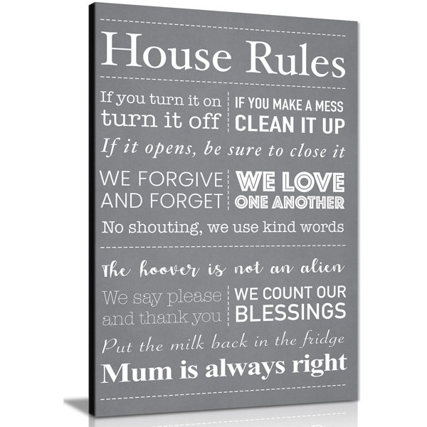Happy Larry House Rules Canvas Pictures Quote Wall Art Print For Living ...