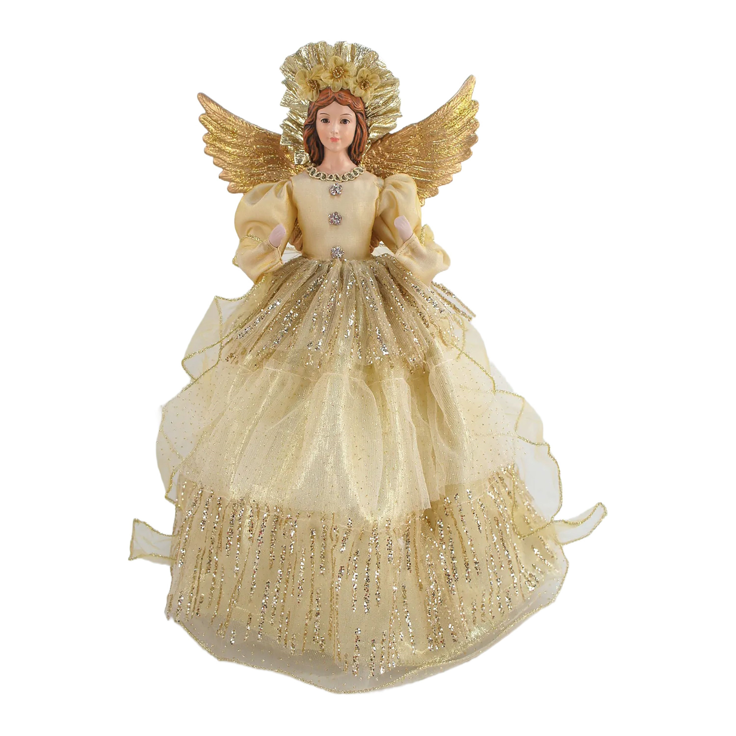 The Holiday Aisle® Season's Designs 16In Gold Angel Tree Topper | Wayfair