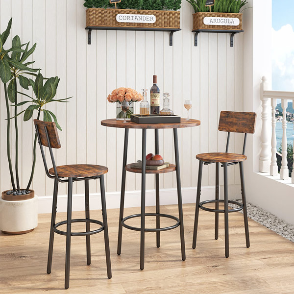 17 Stories Bistro Table and Chairs Set of 2, 3-Piece Bar Table and ...