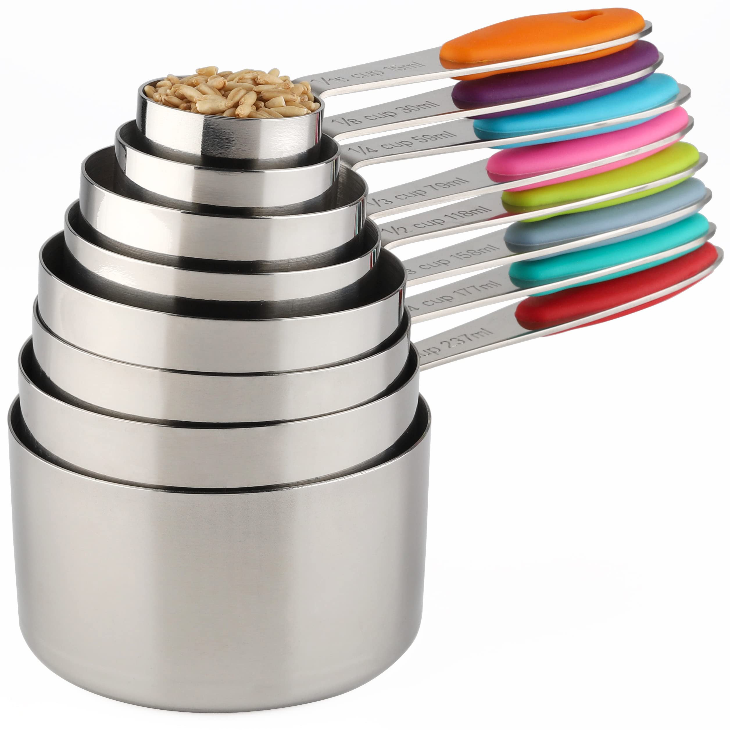 shuoli Measuring Cups Set Of 8 Stainless Steel Stackable Nesting ...
