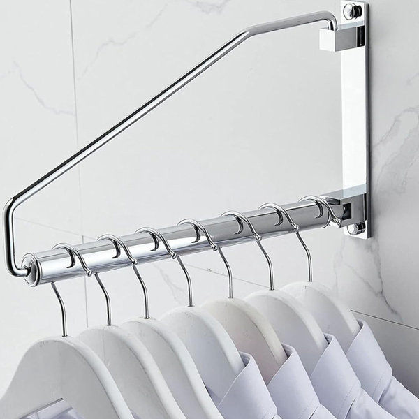 Ivy Bronx Folding Wall Mounted Clothes Hanger Rack Clothes Hook Solid ...