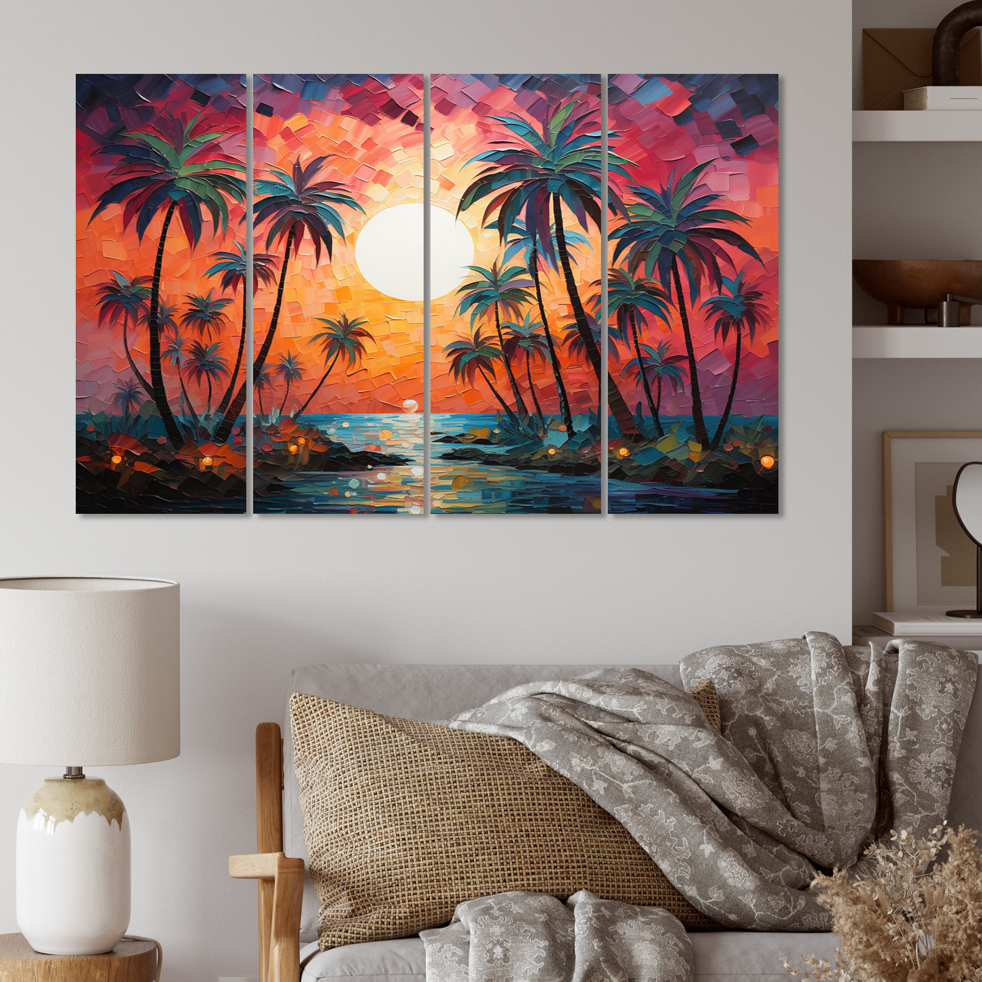 Bay Isle Home™ Orange Pink Palm Trees Abstract VI - Palm Trees Wall Art ...