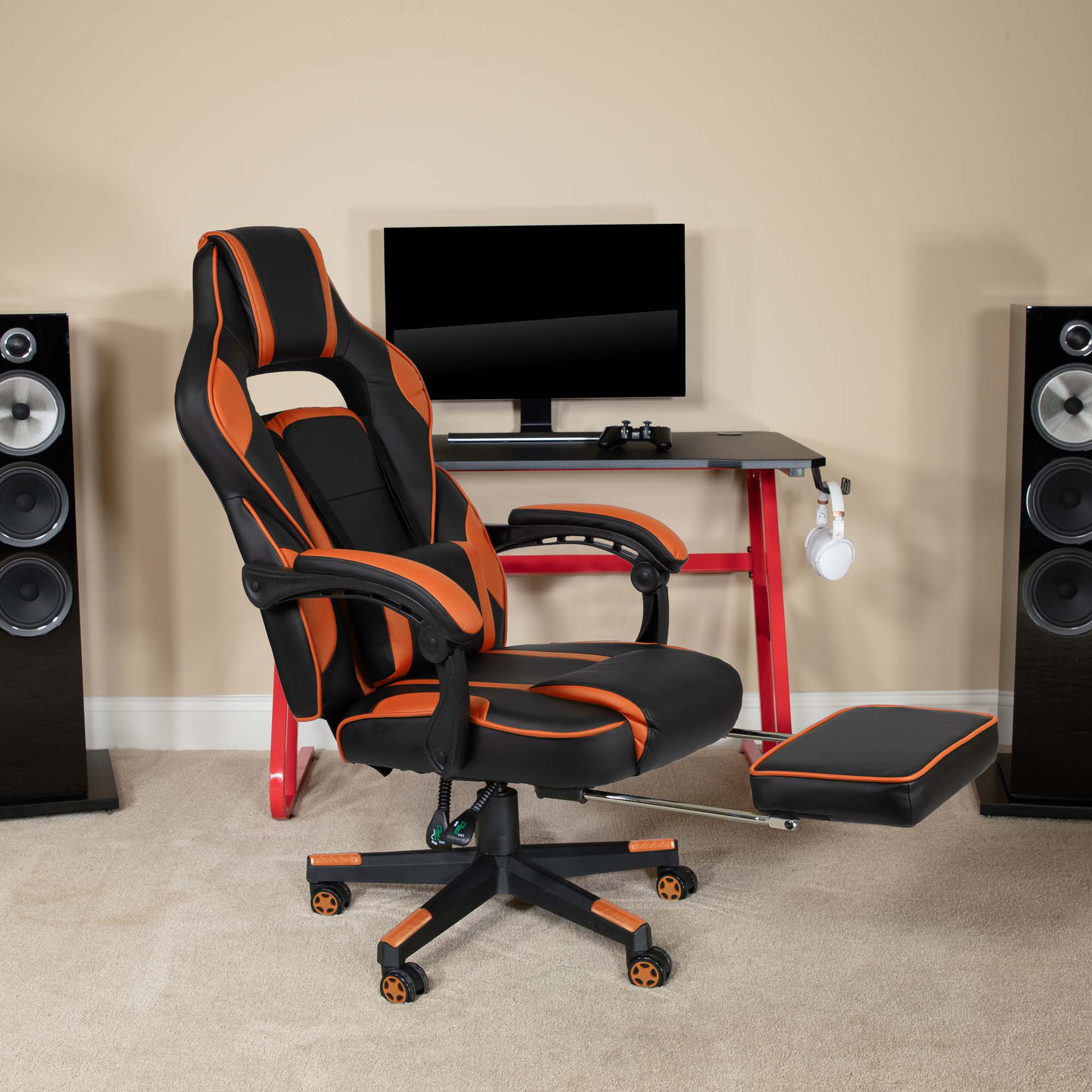 Inbox Zero Adjustabe Faux Leather Swiveling PC & Racing Game Chair ...