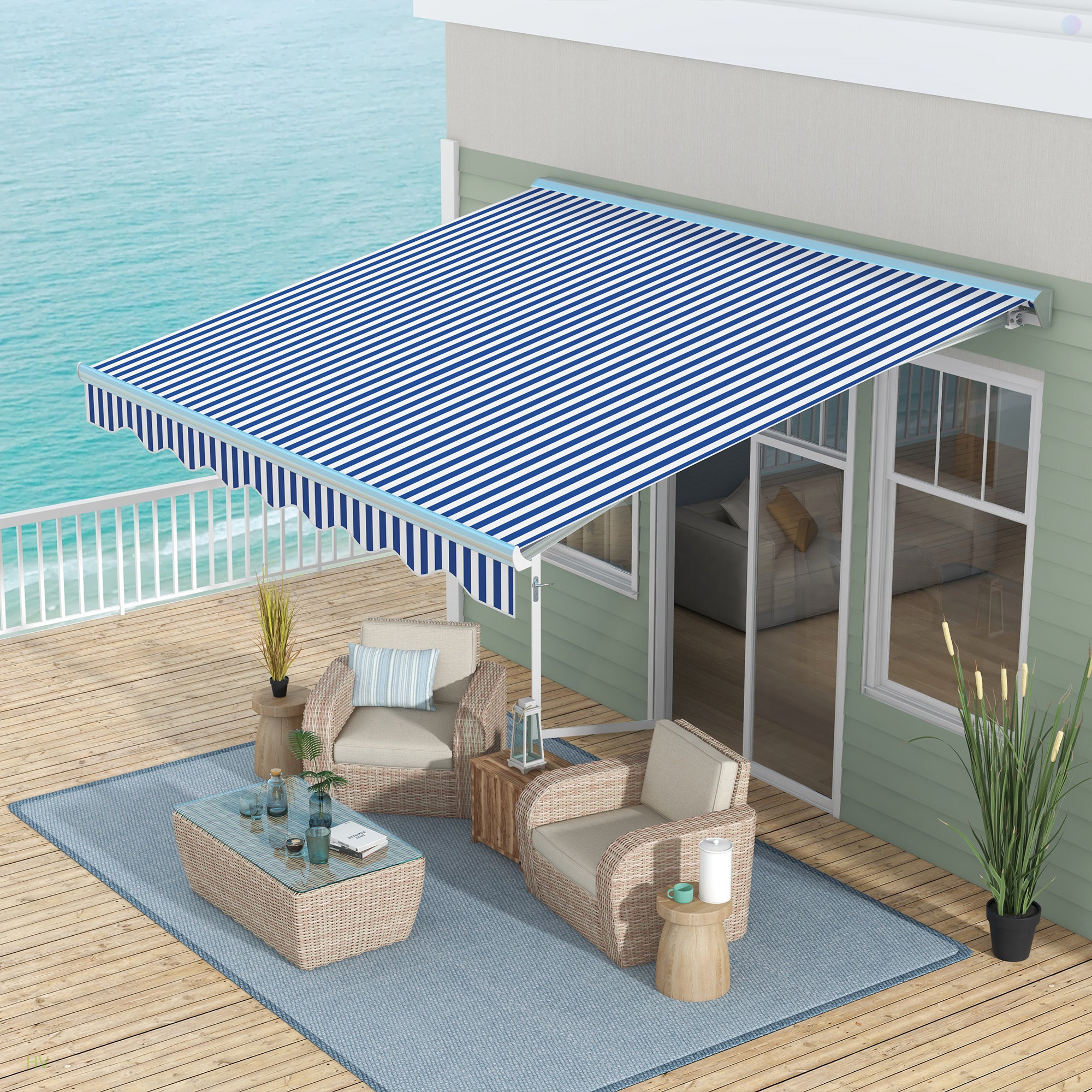 HomeViewto Electric Awning With LED Lights, Retractable Awning, UV40 ...