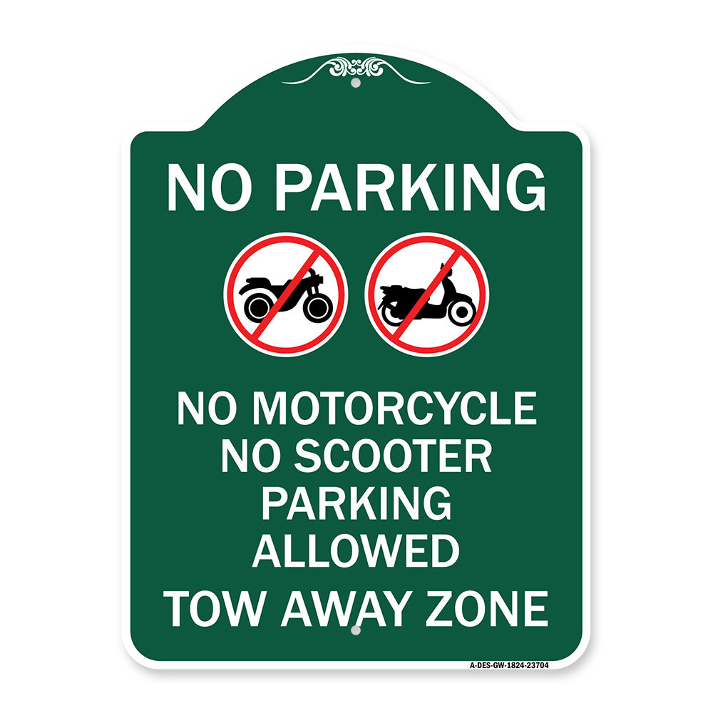 Signmission Designer Series Sign - No Parking No Motorcycle No Scooter ...