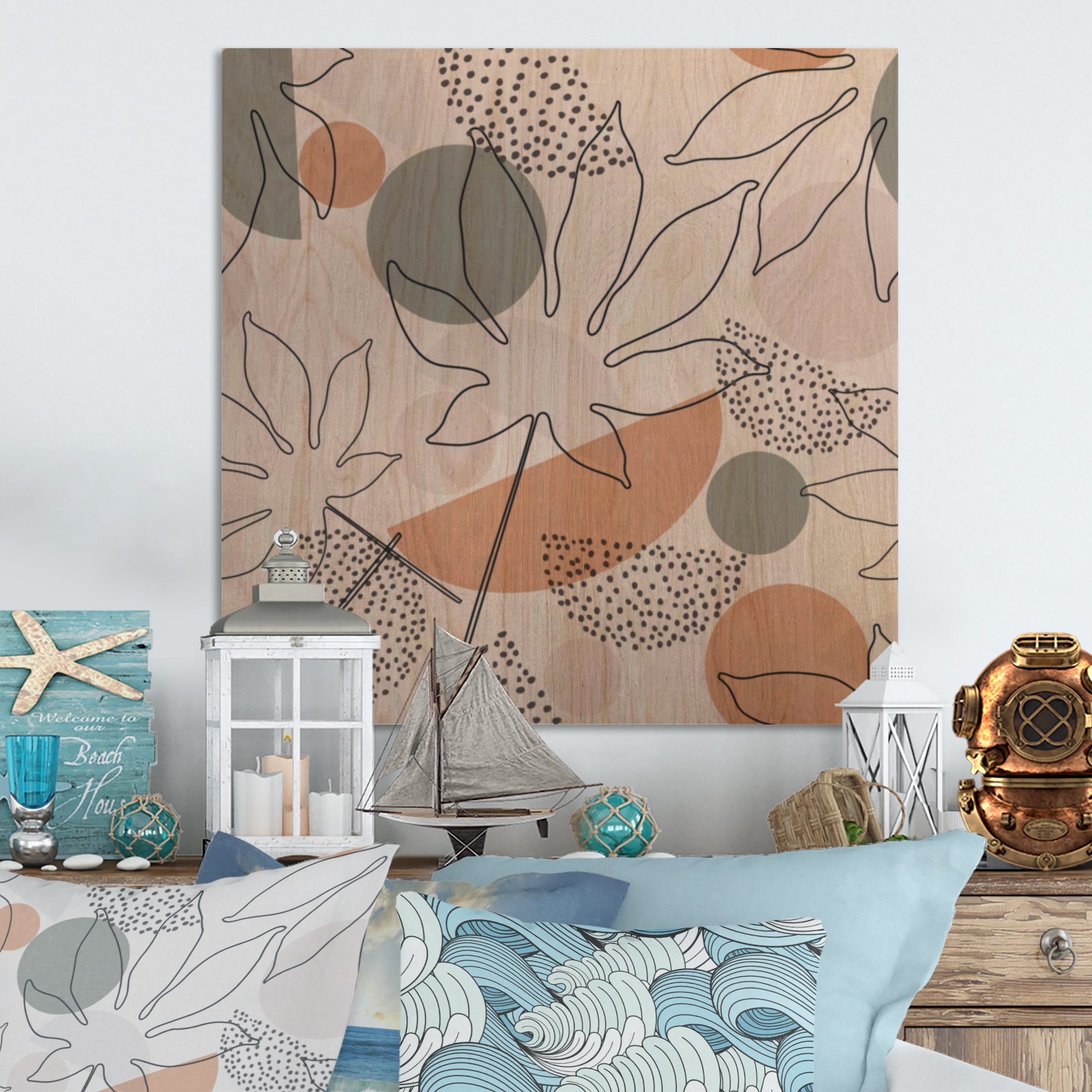 Bay Isle Home™ Abstract One Line Art Tropical Plants II - Tropical Wood ...