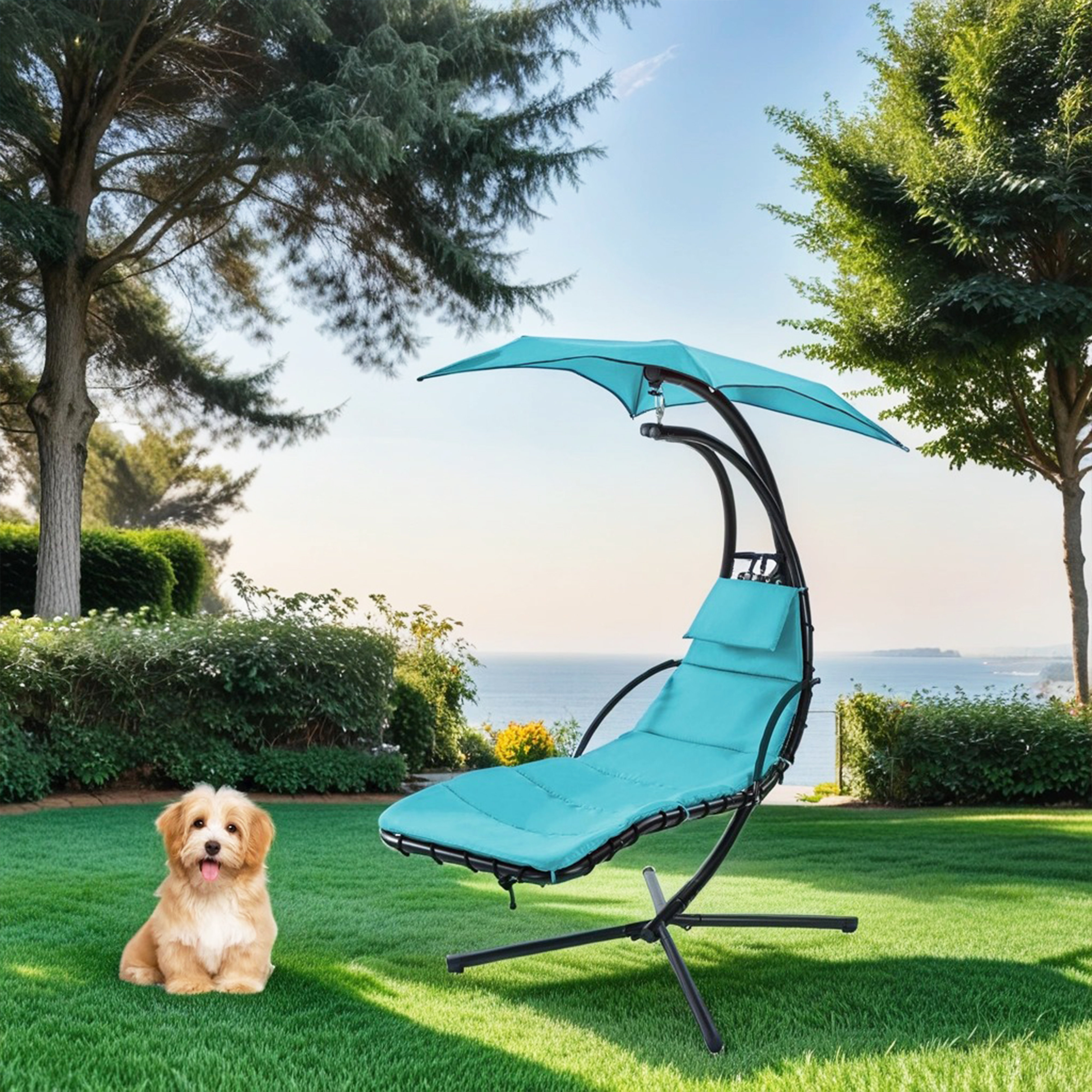 Breakwater Bay Curved Hanging Chaise Lounge Swing for Patio, Porch, or ...