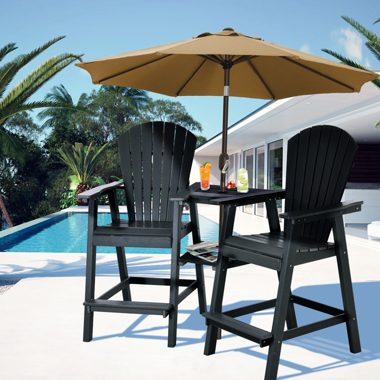 Rosecliff Heights Hdpe Outdoor Adirondack Chair Set With Table Tall ...