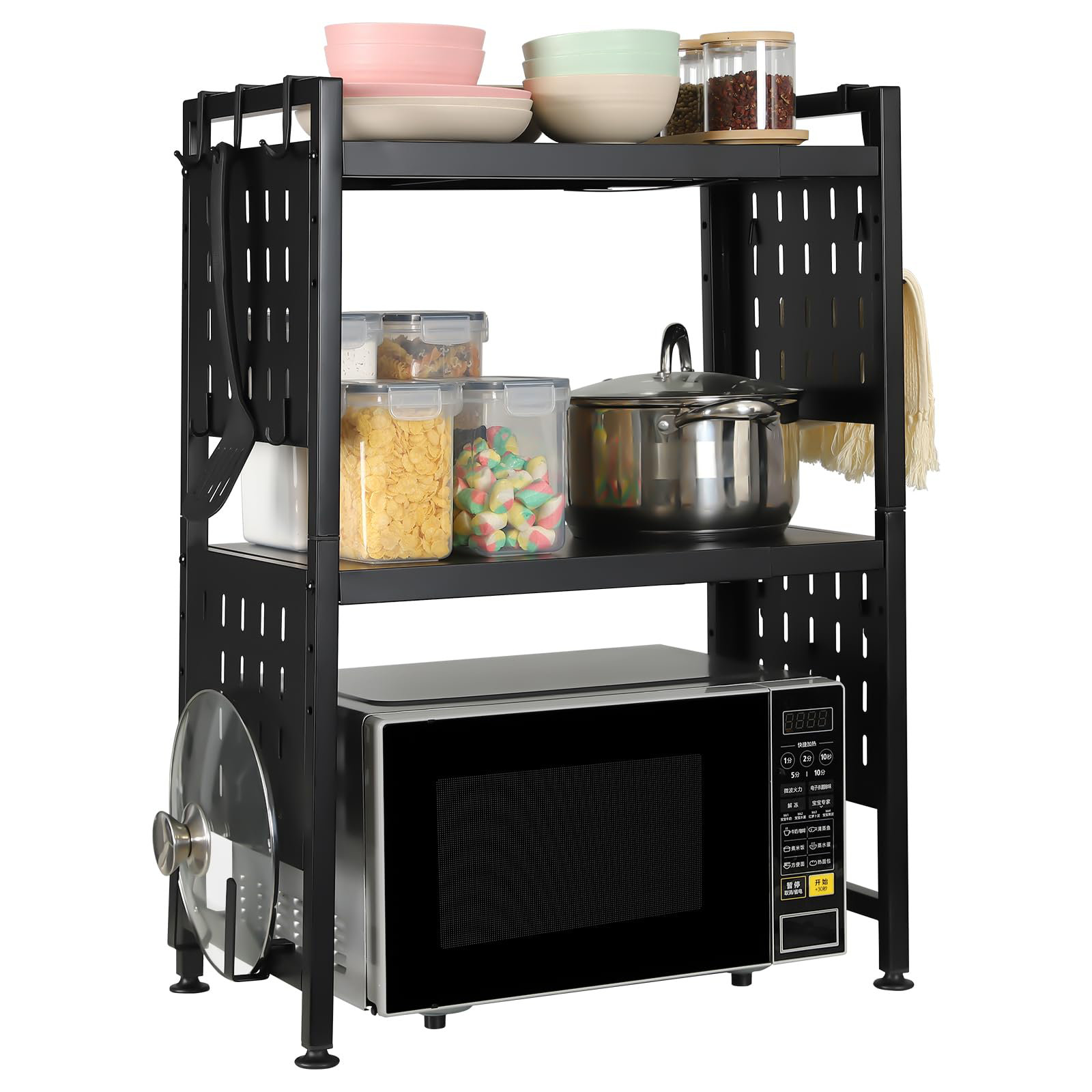 Prep & Savour 3 Tier Shelf Extendable Microwave Oven Rack Adjustable ...