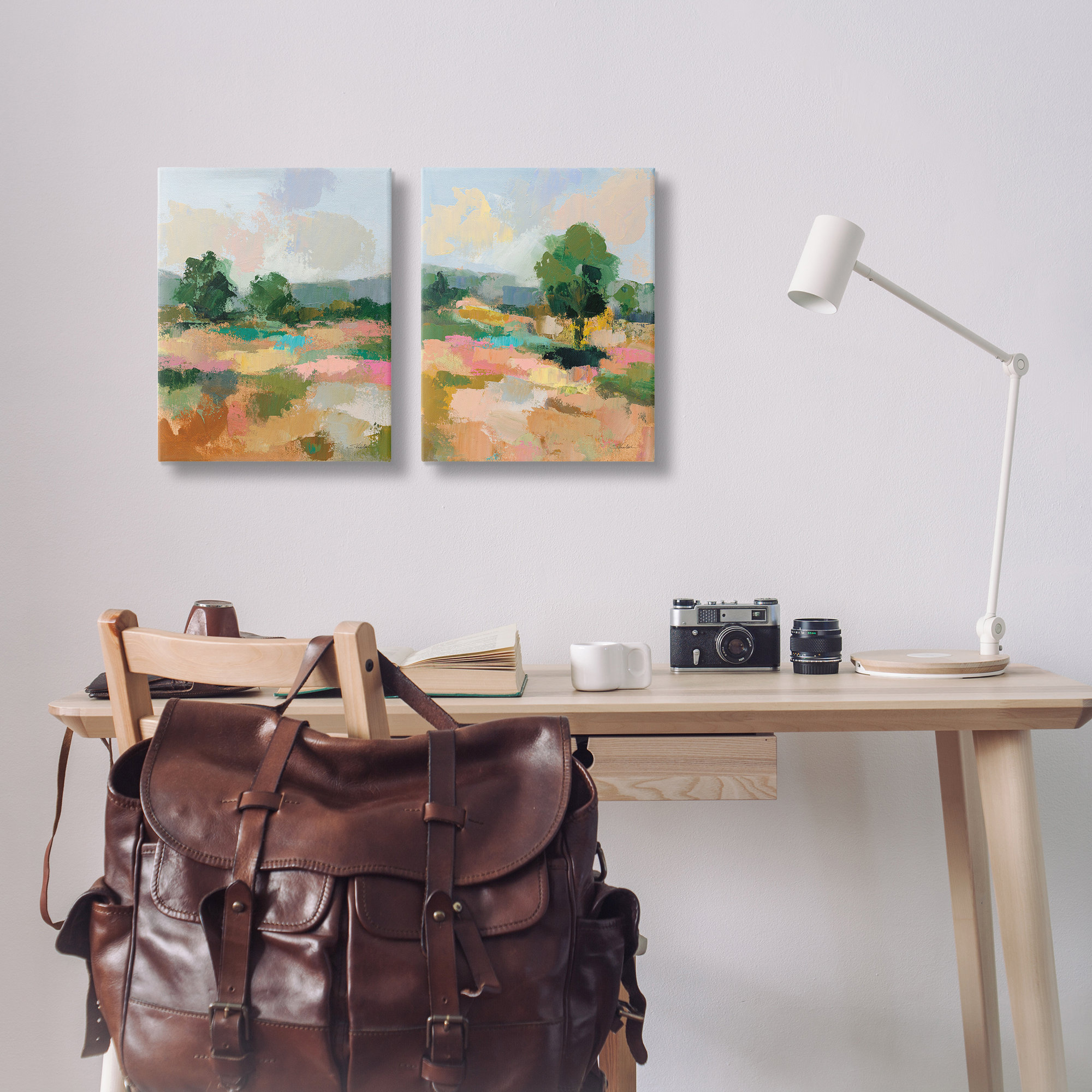 Red Barrel Studio® Spring Field Abstract Landscape 2 PC Canvas Wall Art ...