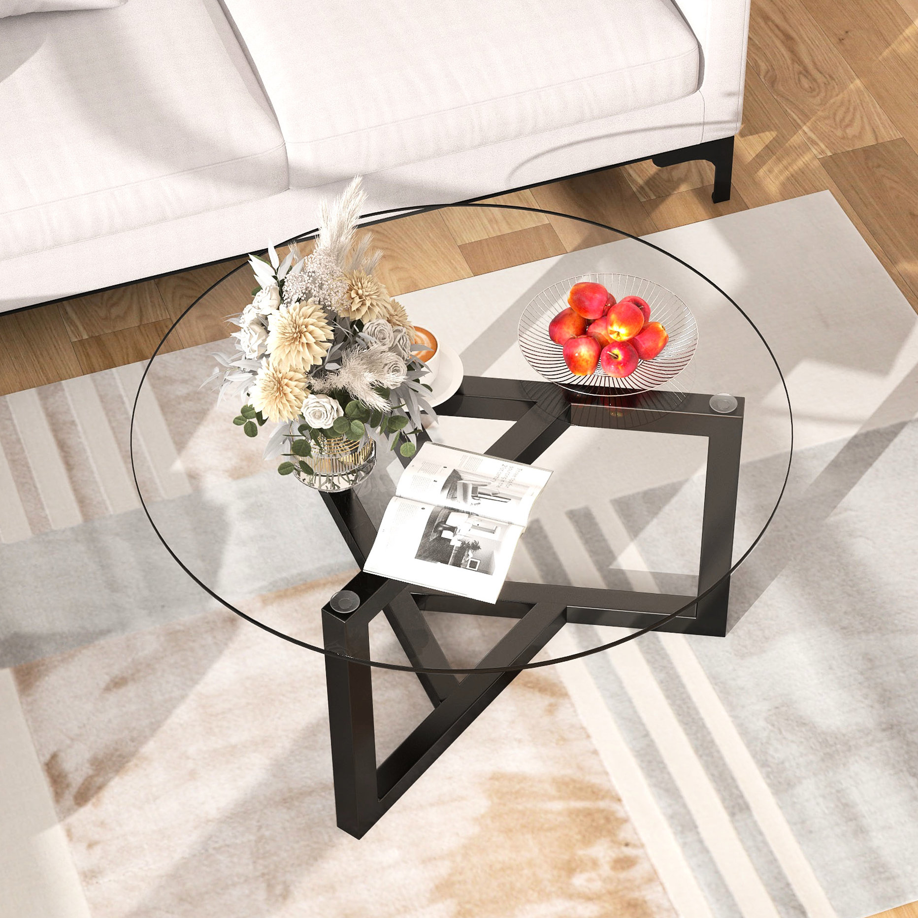 George Oliver 8mm Tempered Glass End Table With Stable Wood ...