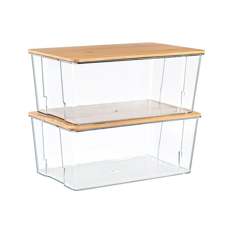 Prep & Savour 2 Pcs Clear Bread Box with Bamboo Board Lid for Kitchen ...