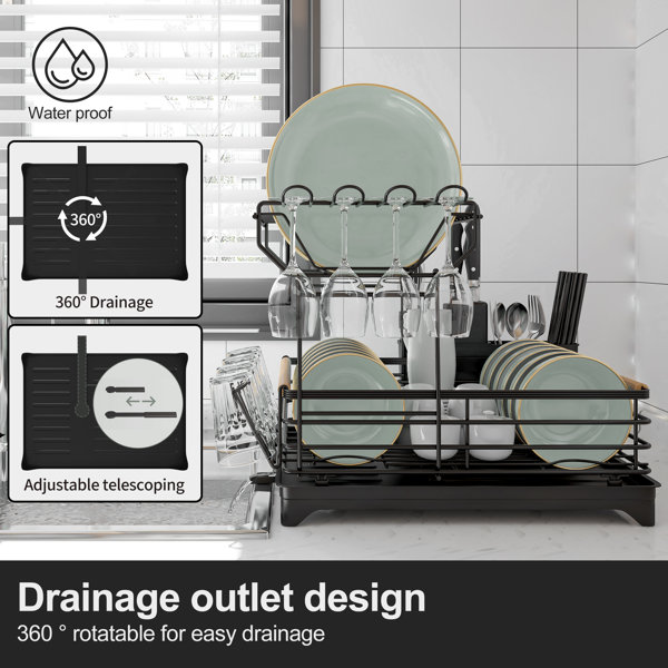 Fortune Candy Double-layer Bamboo Dish Rack & Reviews | Wayfair