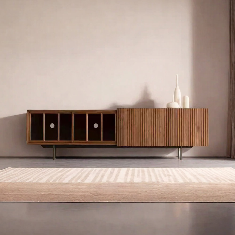 Hokku Designs Modern Minimalist TV Stand with Glass Panels | Wayfair