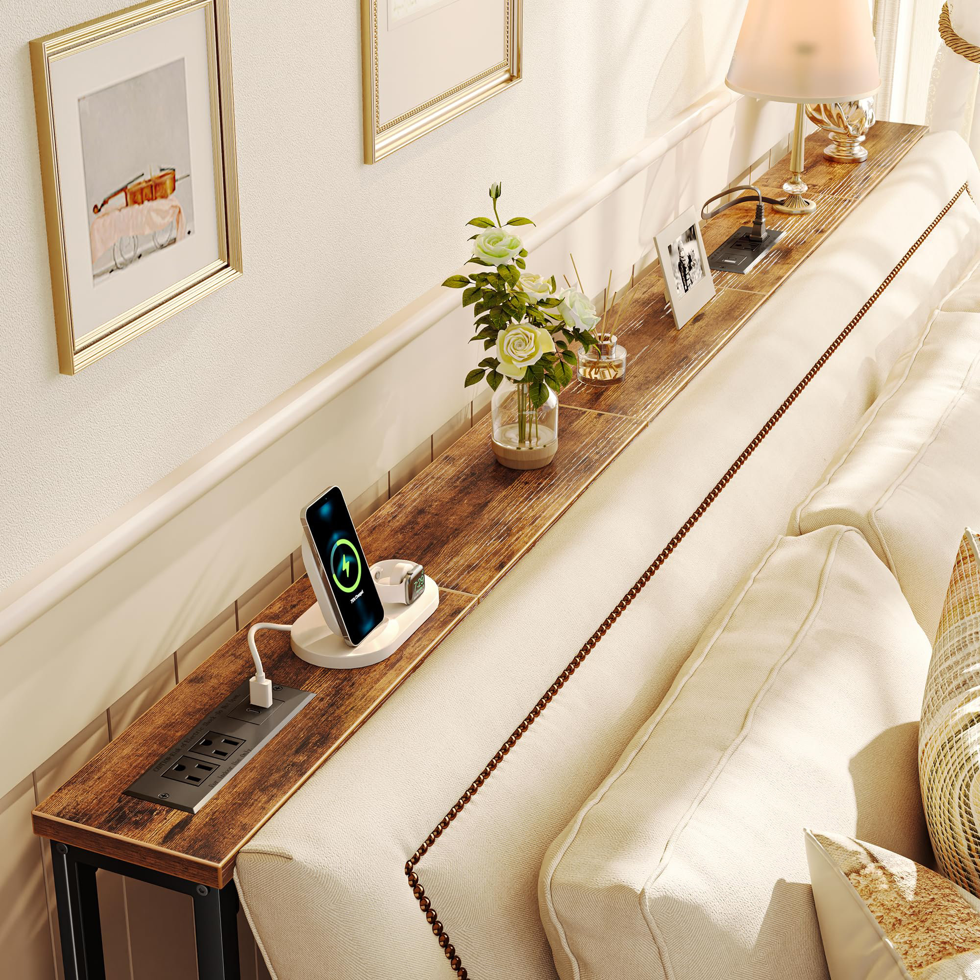 17 Stories Long Narrow Console Table With Power Outlets | Wayfair