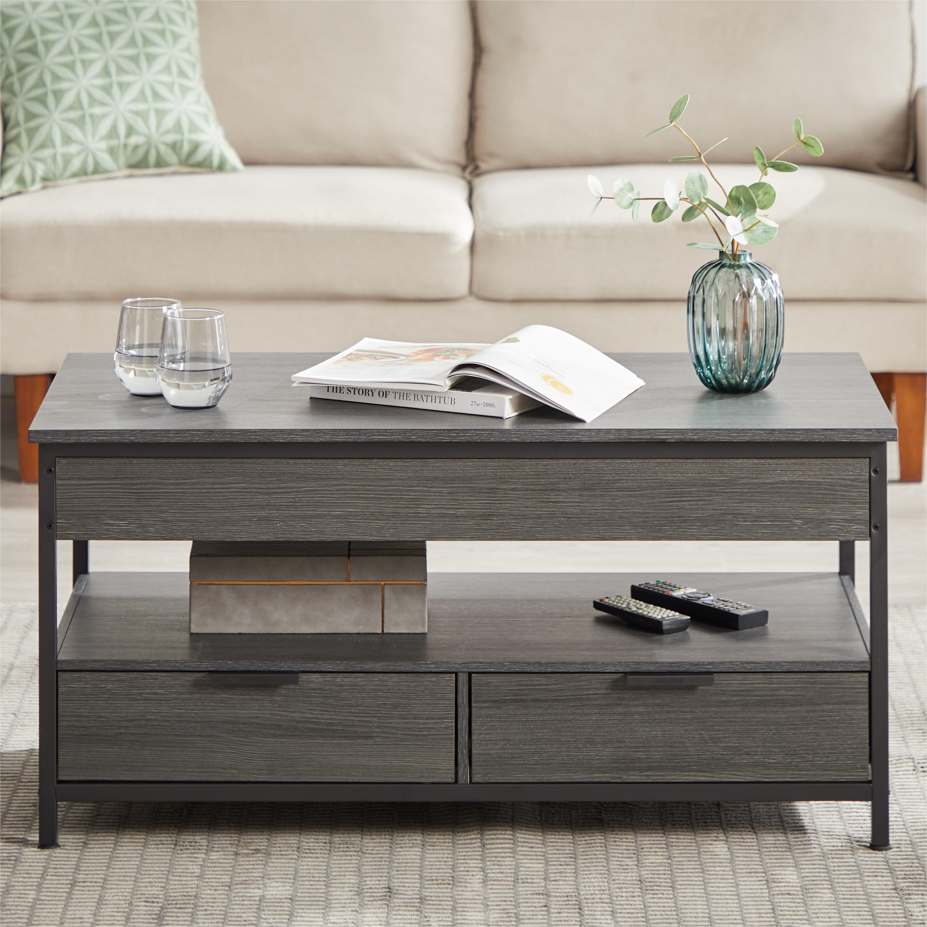 17 Stories Lift Top Coffee Table With 2 Drawers and Outlets | Wayfair