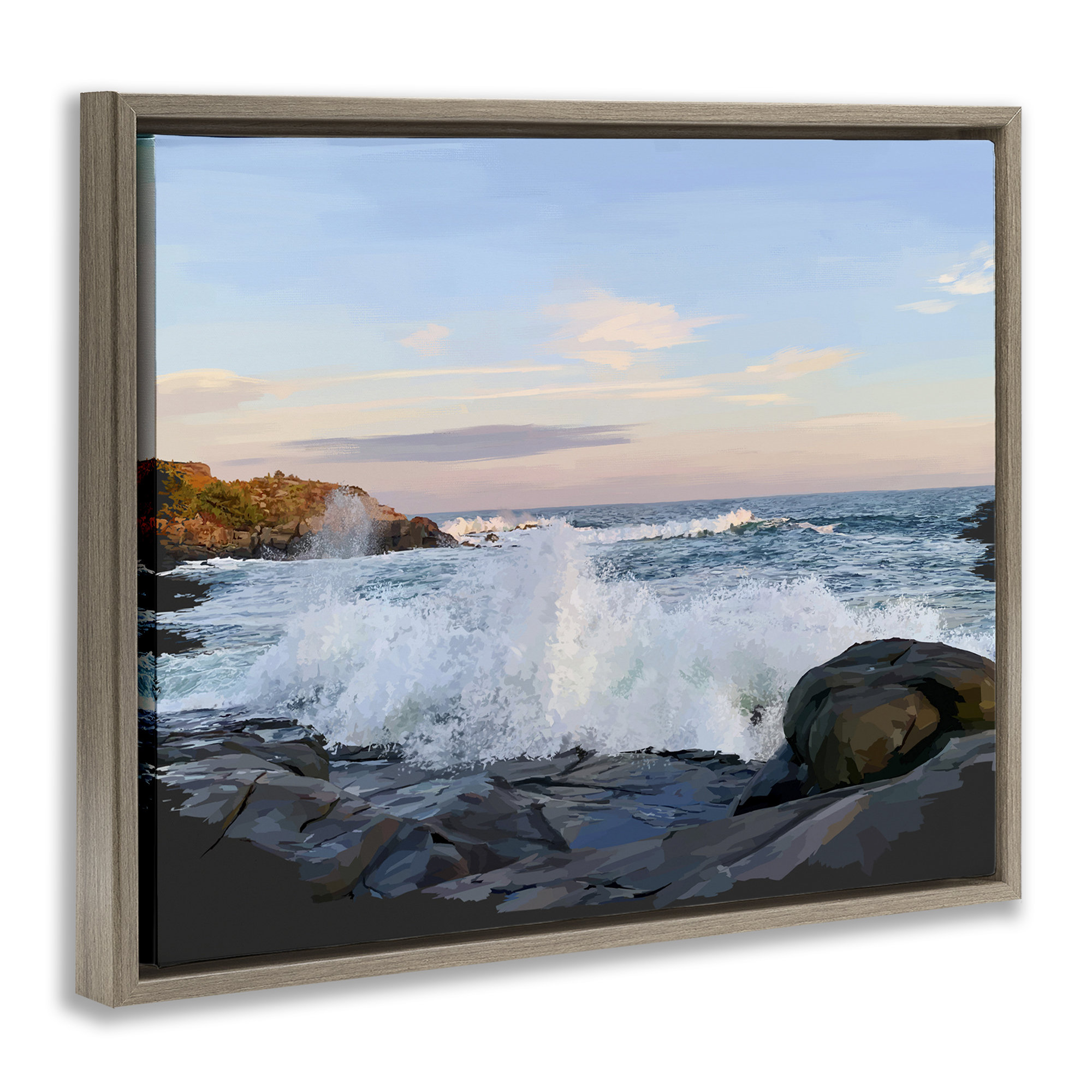Dovecove Strong Breaking Waves Framed Floater Canvas Wall Art by Emily ...