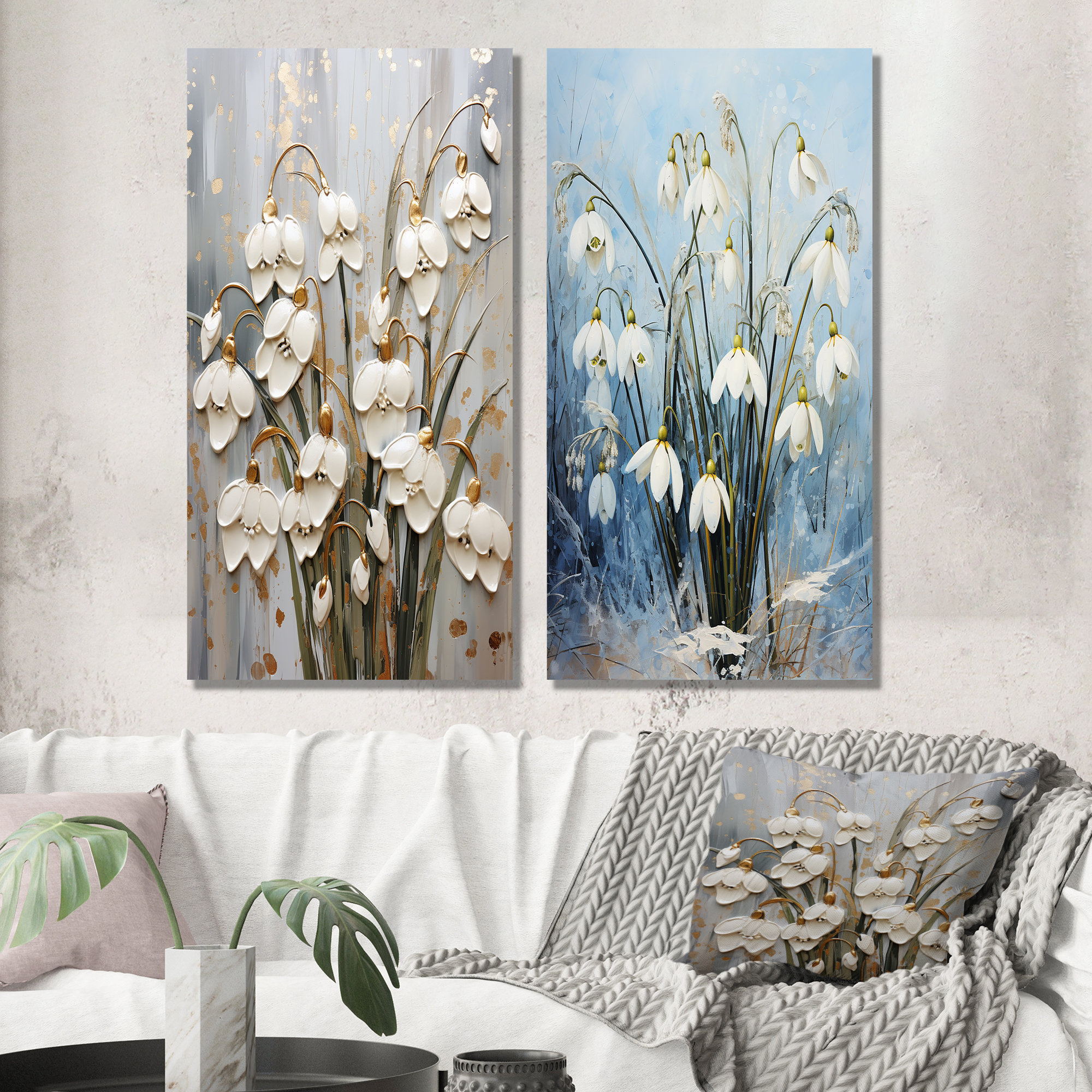 Lark Manor™ Modern Blue And Gold Snowdrops - Snowdrops Metal Art Print ...