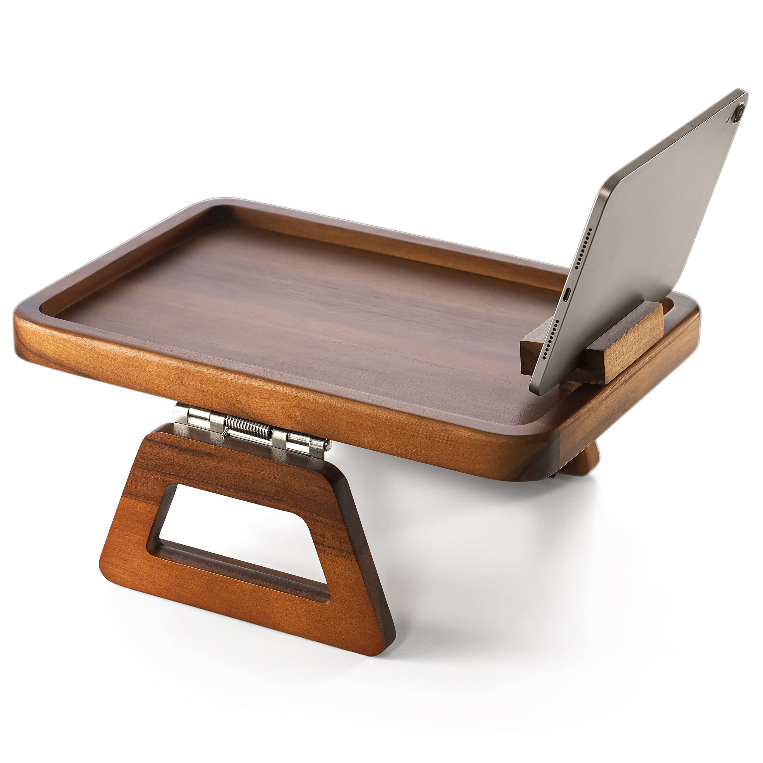 Millwood Pines Acacia Wood Sofa Arm Tray - Wide Sofa Arm Table - With ...