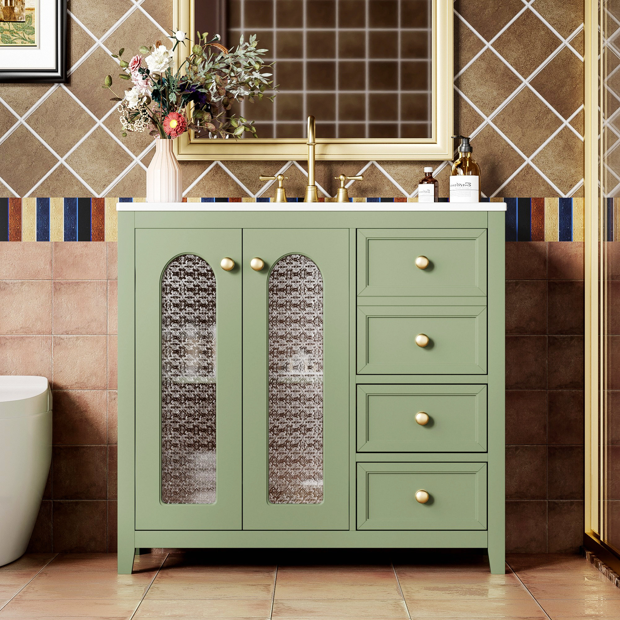 Canora Grey Bathroom Vanity With Soft Close Doors, Adjustable Shelves ...
