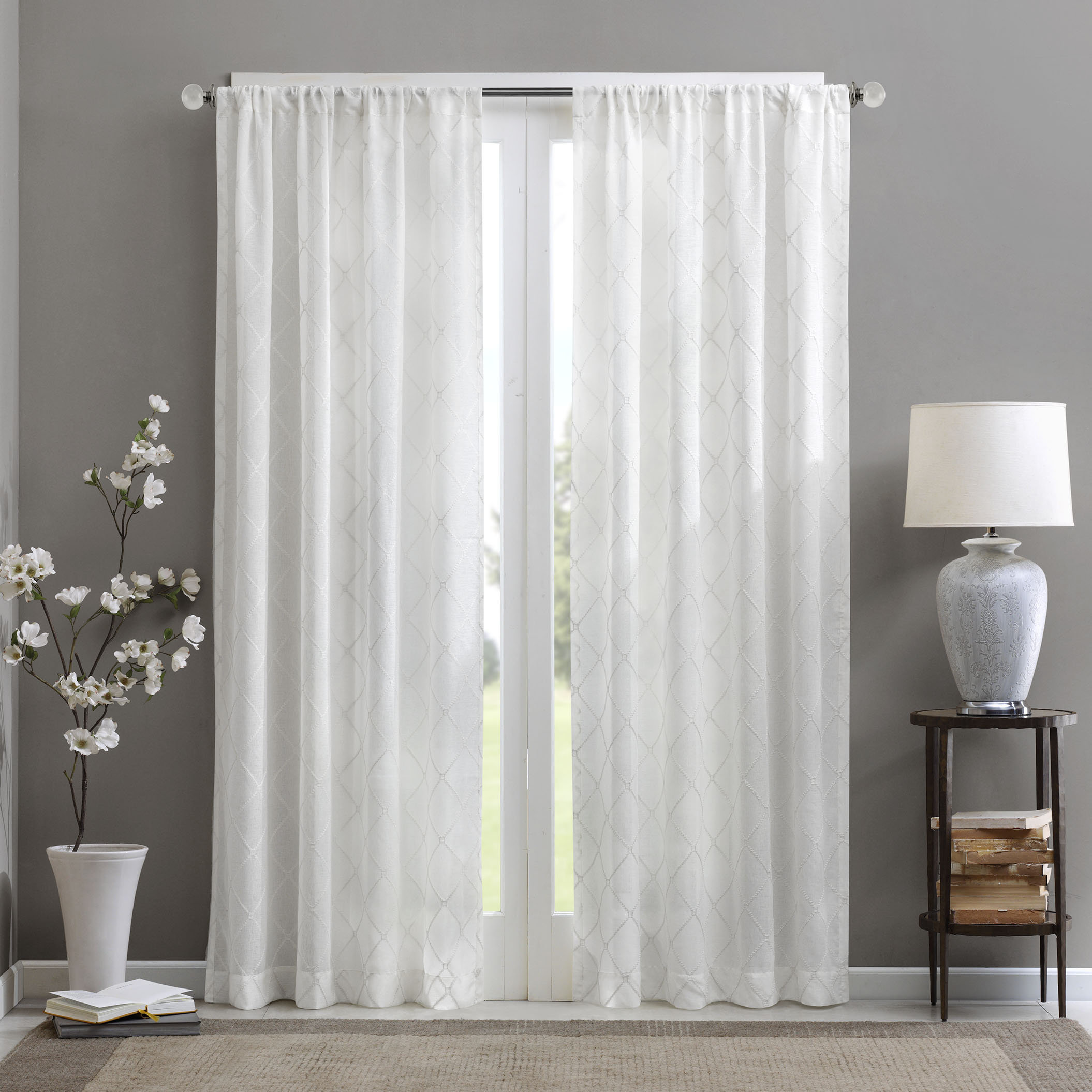 Madison Park Irina Nirod Diamond Sheer Single Window Curtain Panel ...
