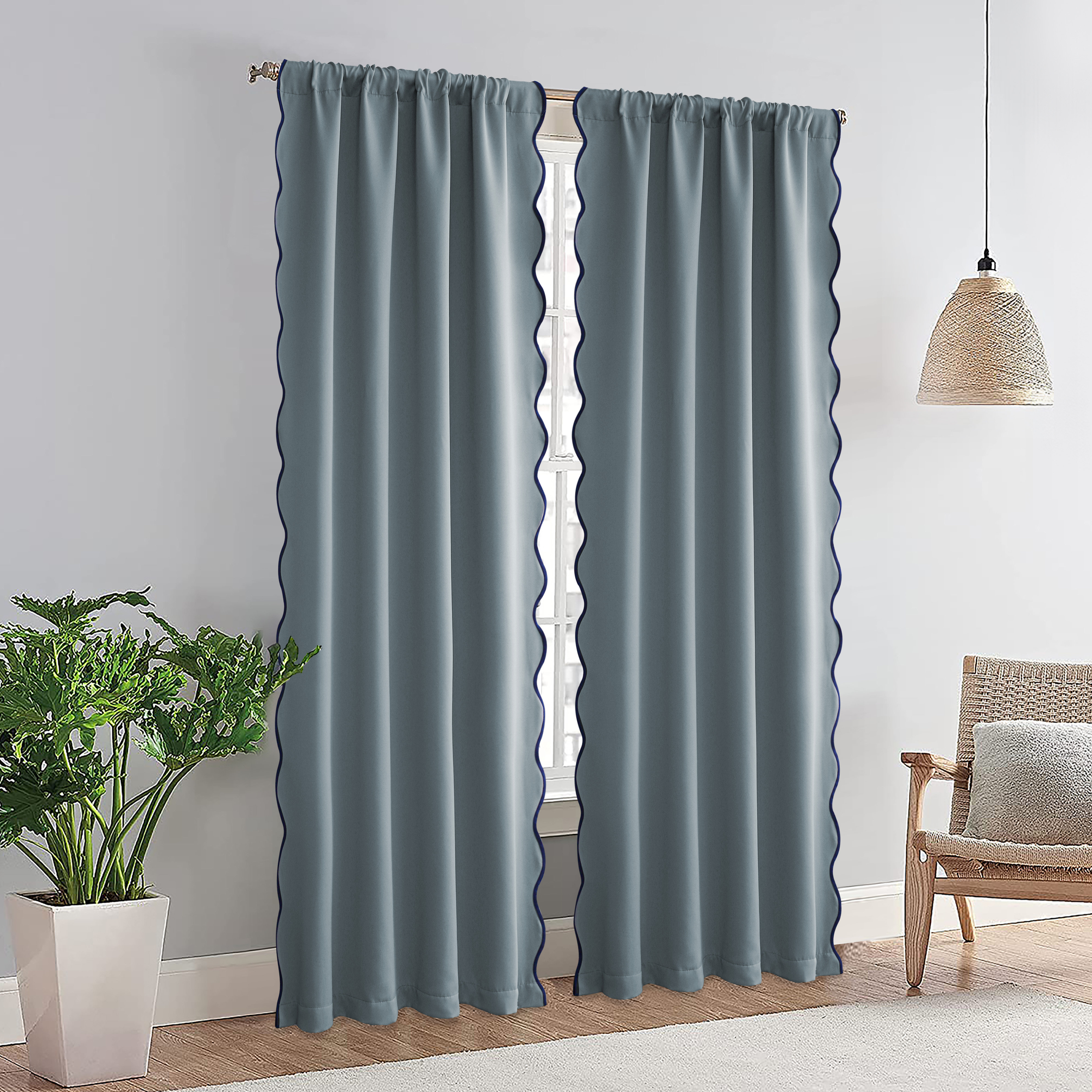 Winston Porter Ari Scallop Edge Window Curtains 52"W X 84"L X 2 Panel ...