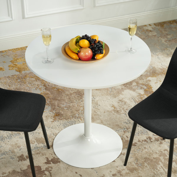 FurnitureR 31.5" Round Modern Kitchen Table with Pedestal Base For ...