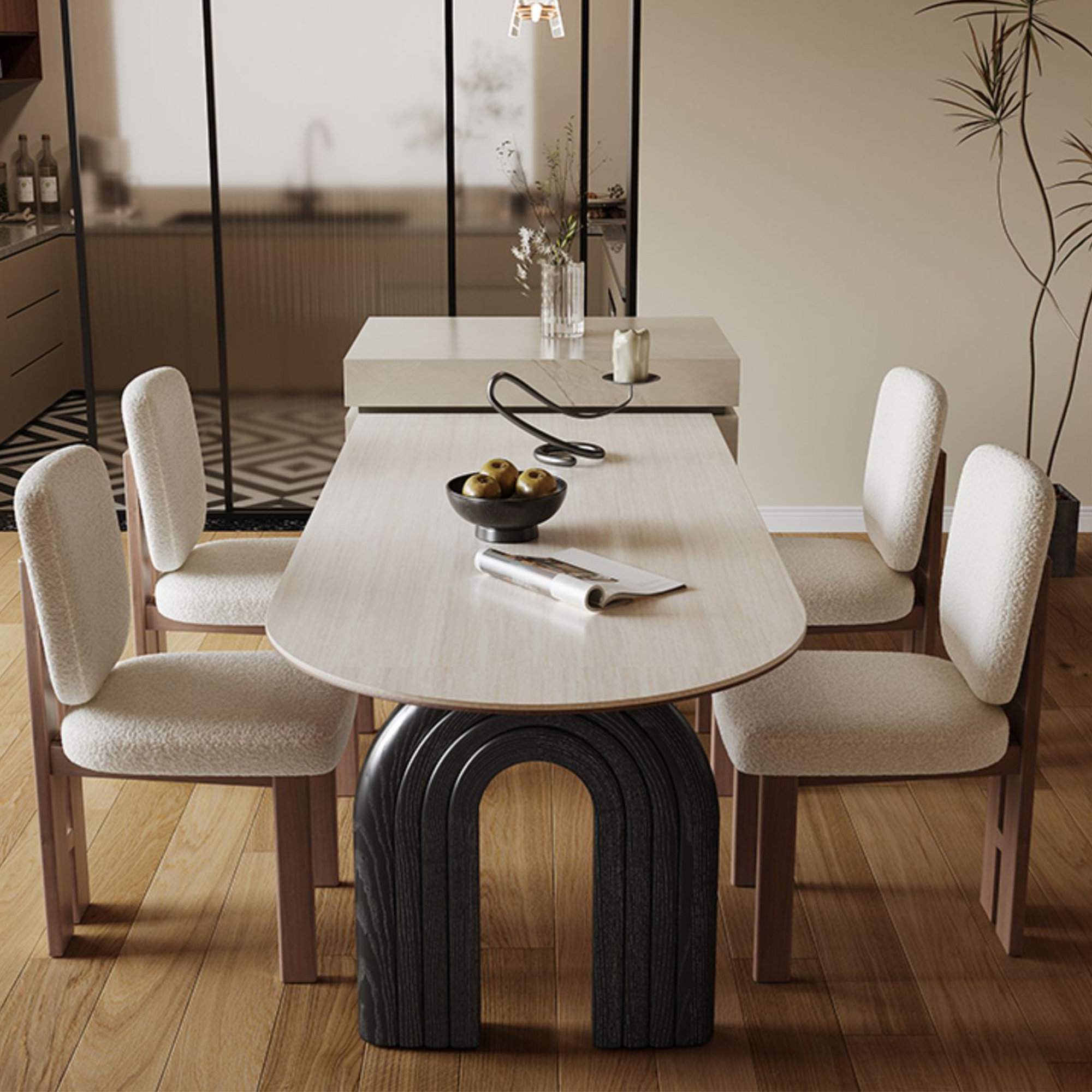 A Bestiary Living Minimalist Slate and Solid Wood Dining Table | Wayfair