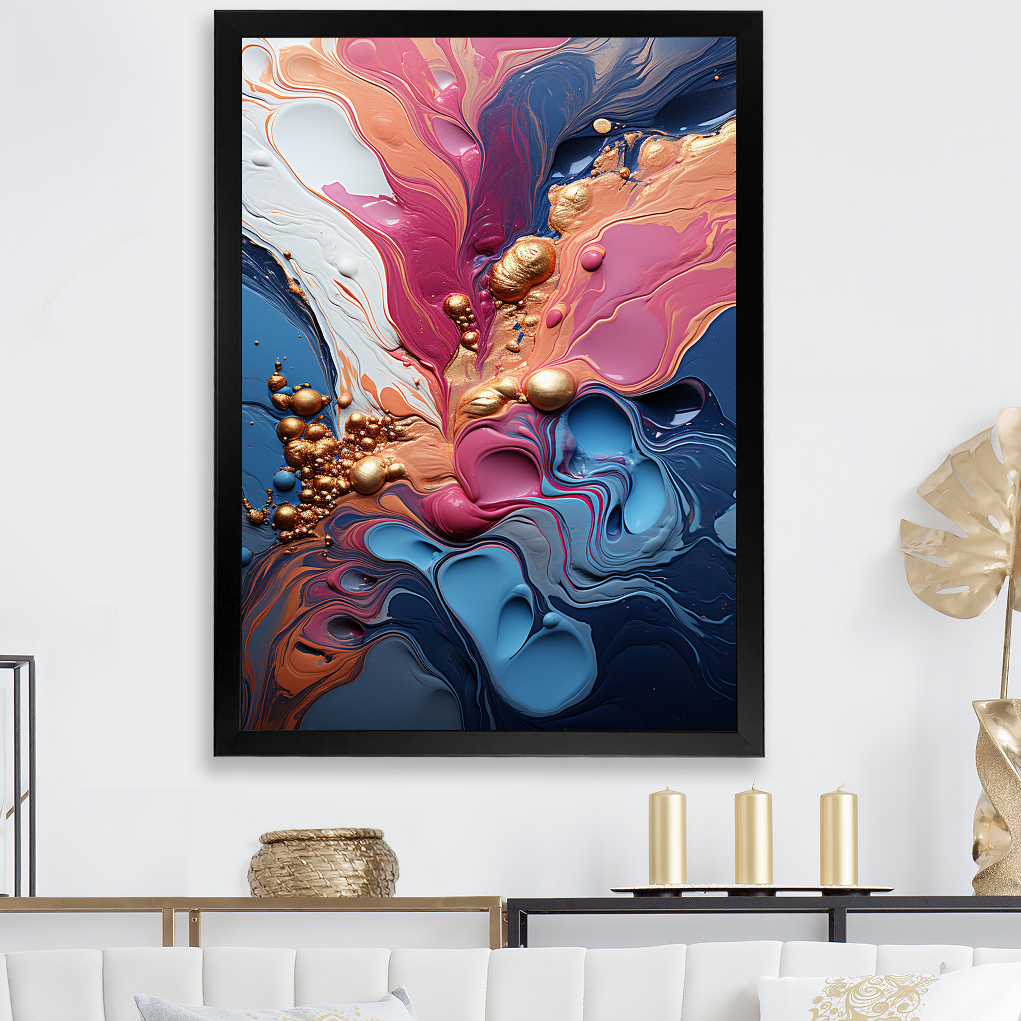 Orren Ellis Trippy Pink Blue Abstract Liquid Ink II - Liquid Ink ...