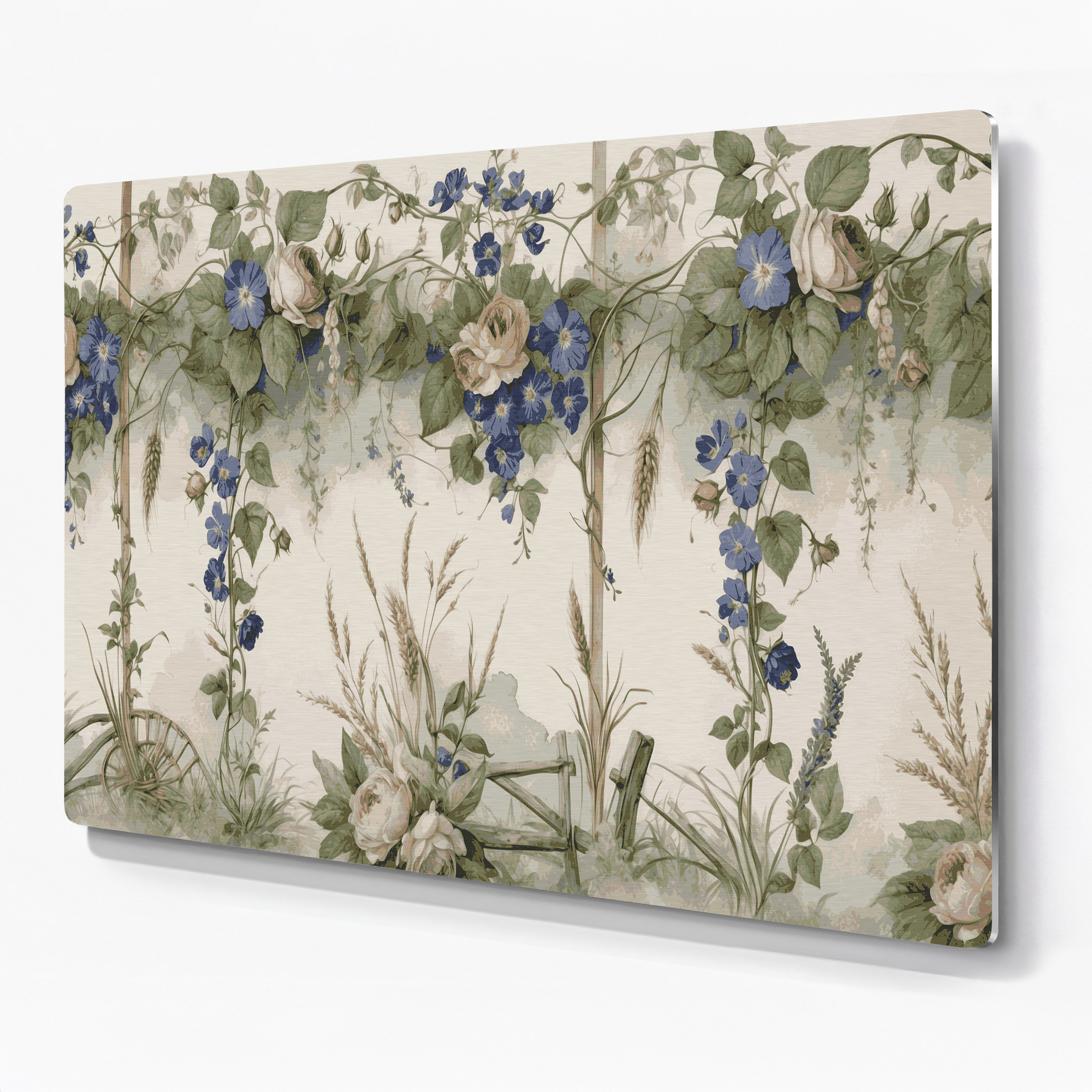 Lark Manor™ Farm Floral Borders Beige Metal Wall Art | Wayfair