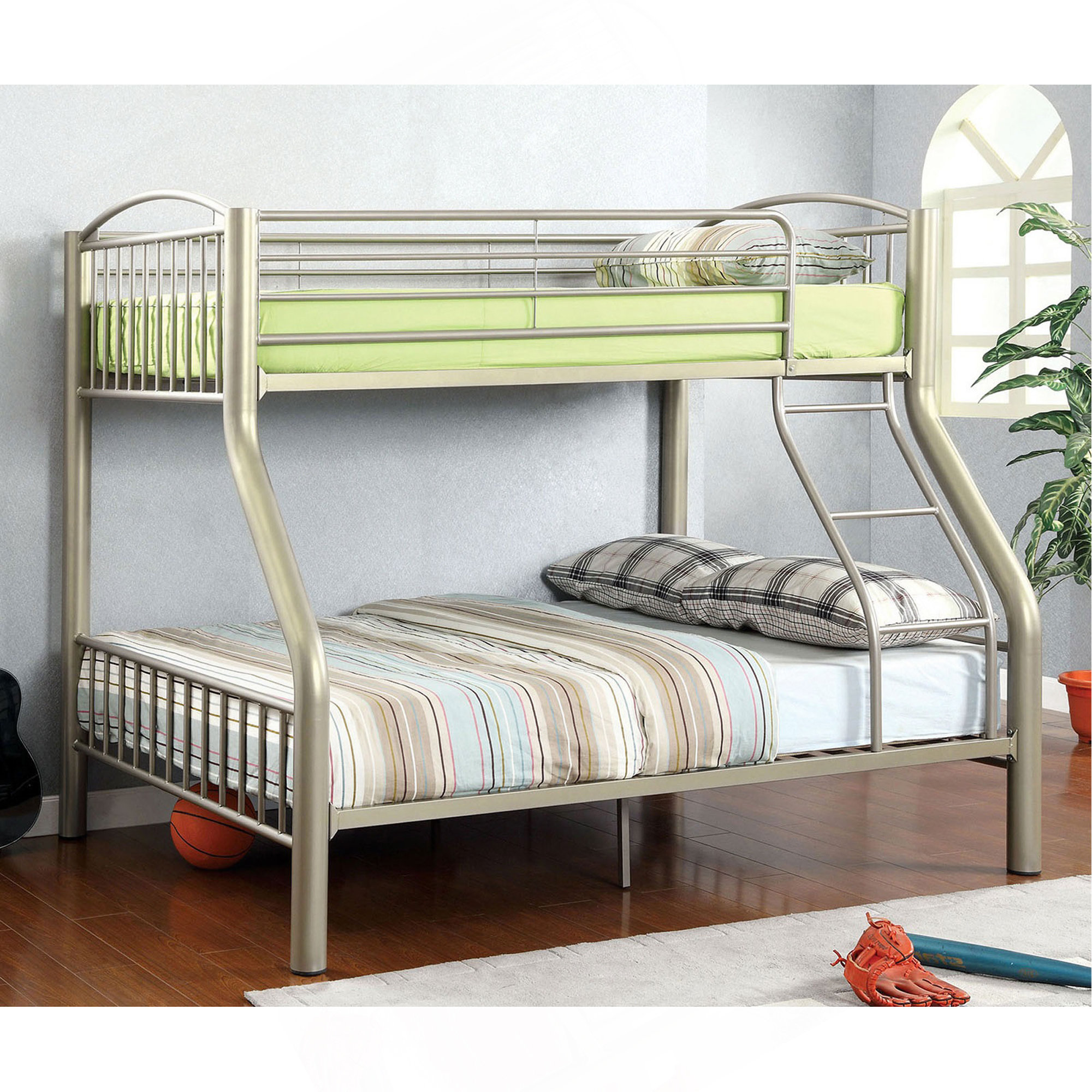 Brayden Studio® Twin Over Full Metal Bunk Bed Contemporary Style Bold ...