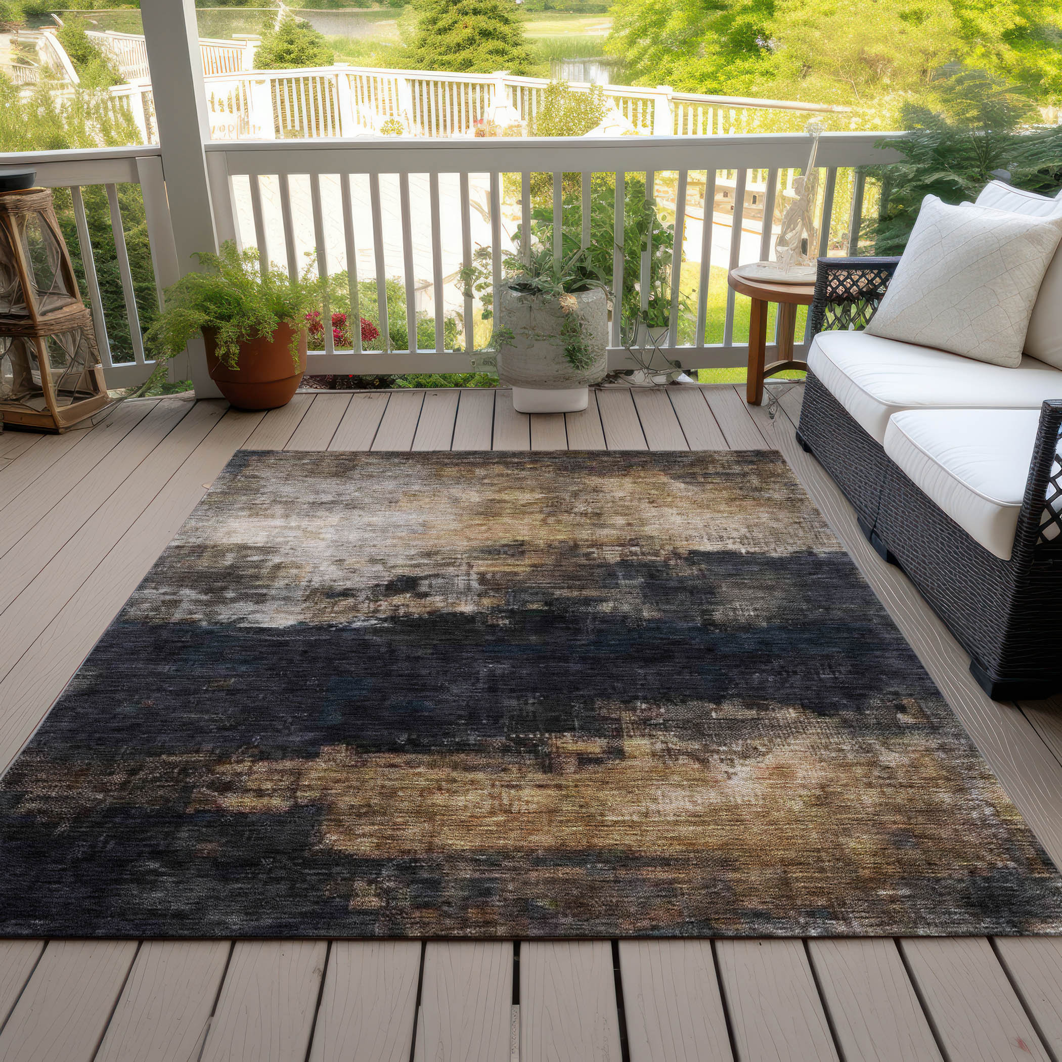 Wade Logan Machine Washable Indoor/Outdoor Cicel ACN1209 Charcoal Rug ...
