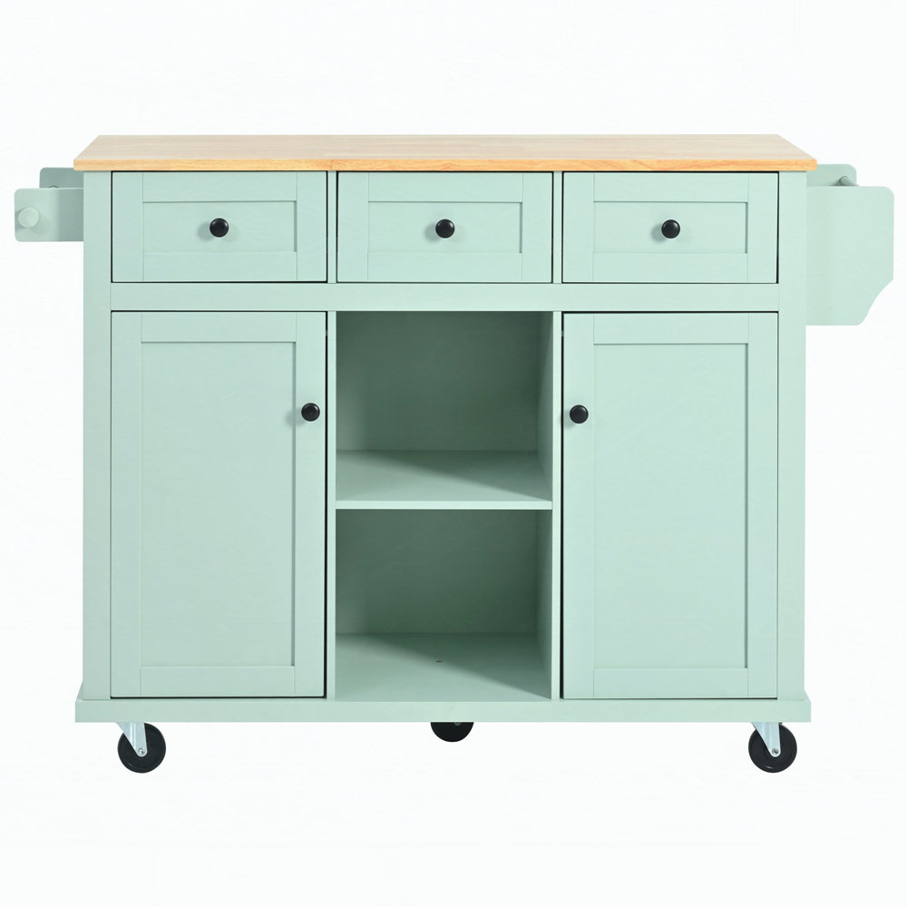 Ophelia & Co. Kitchen Island on 5 Wheels with Storage Cabinet and with ...