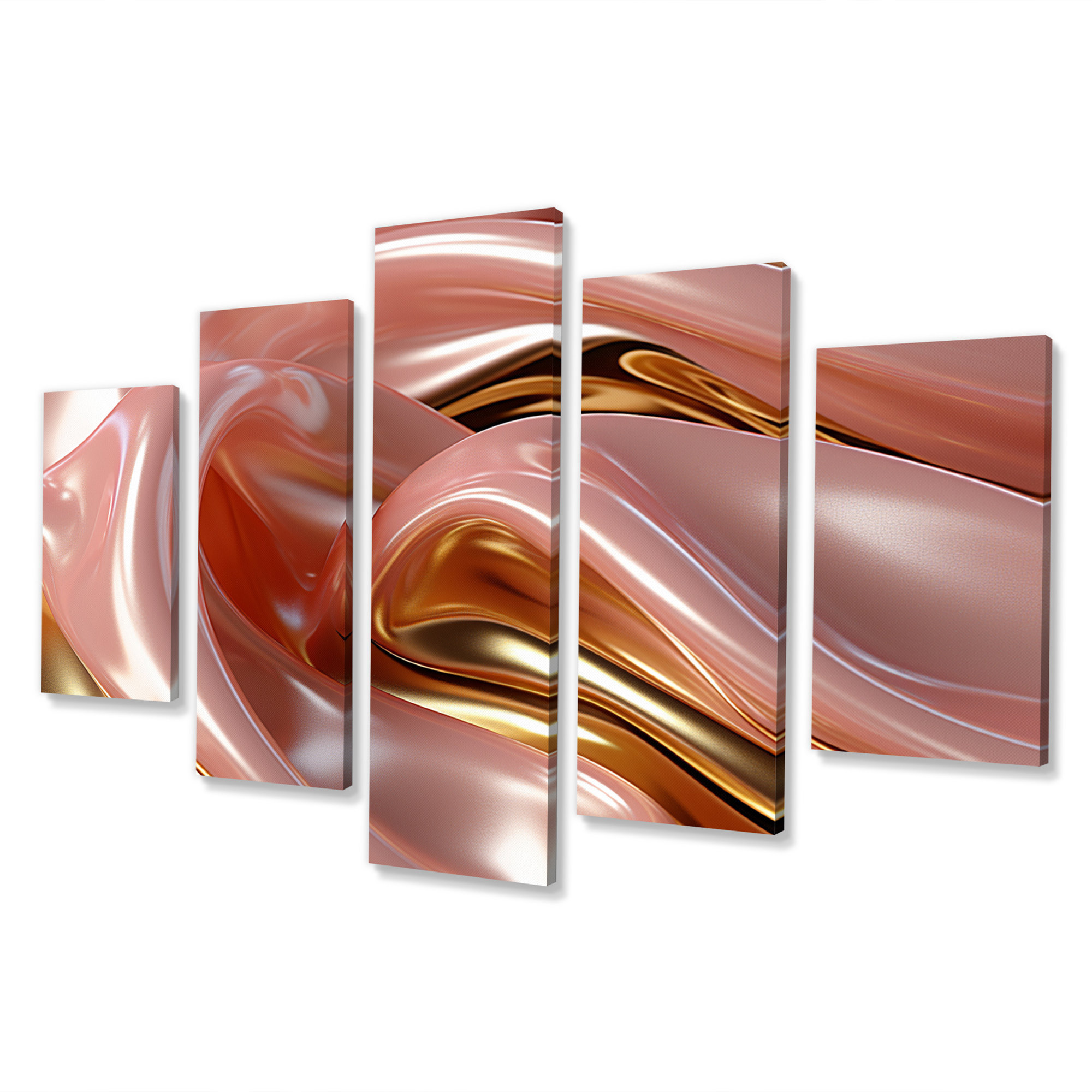 Mercer41 Pink And Gold Liquid Glam Wave I - Abstract Shapes Canvas Art ...
