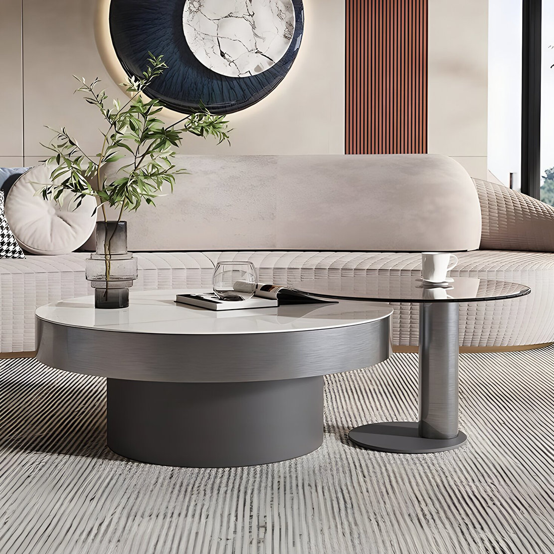 ZKuylo Italian minimalist round stone slab coffee table | Wayfair