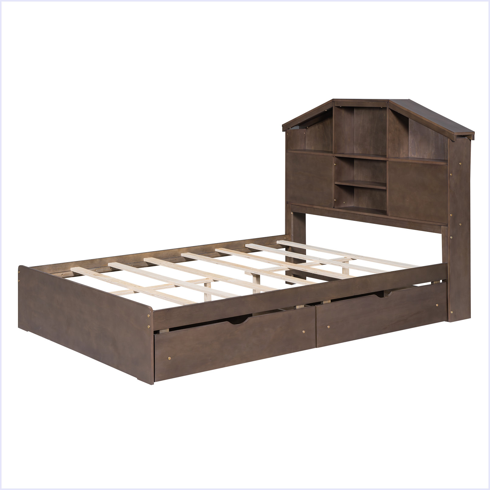 Lark Manor™ Full Size Wood Platform Bed With House-Shaped Storage ...