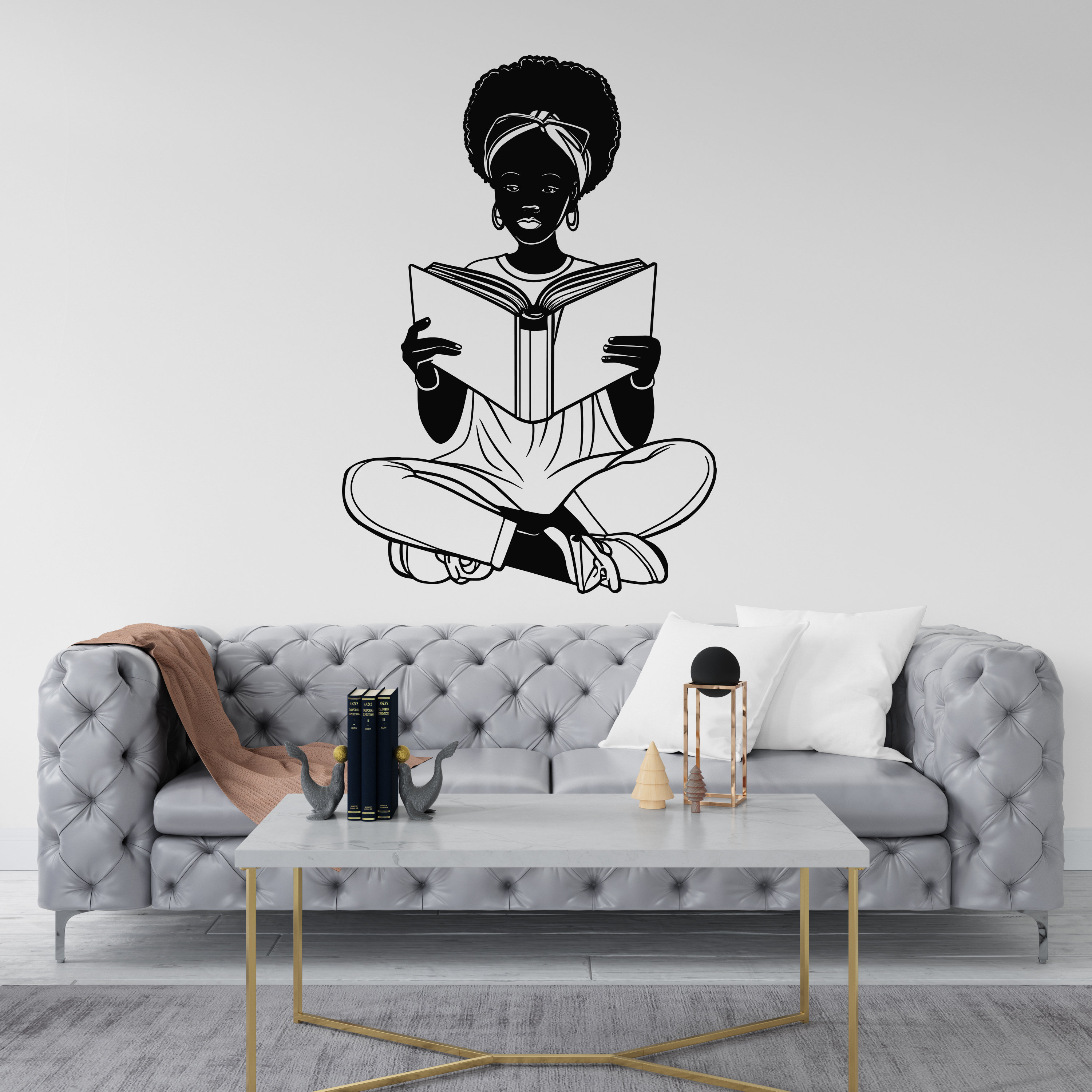 Lark Manor™ Girl Reading A Book Wall Decal, Girl Book Lover Decor ...