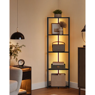 floating corner shelf with light