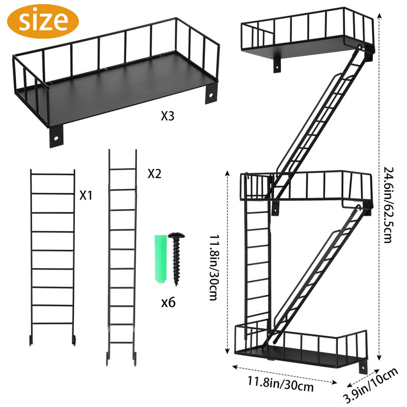 Rebrilliant 3 Tier Floating Metal Ladder Design | Wayfair