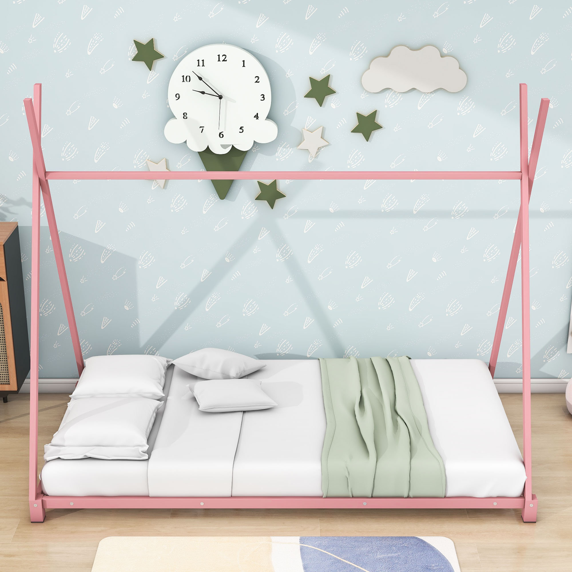 Redwood Rover Metal Twin House Low Bed with Triangle Structure | Wayfair