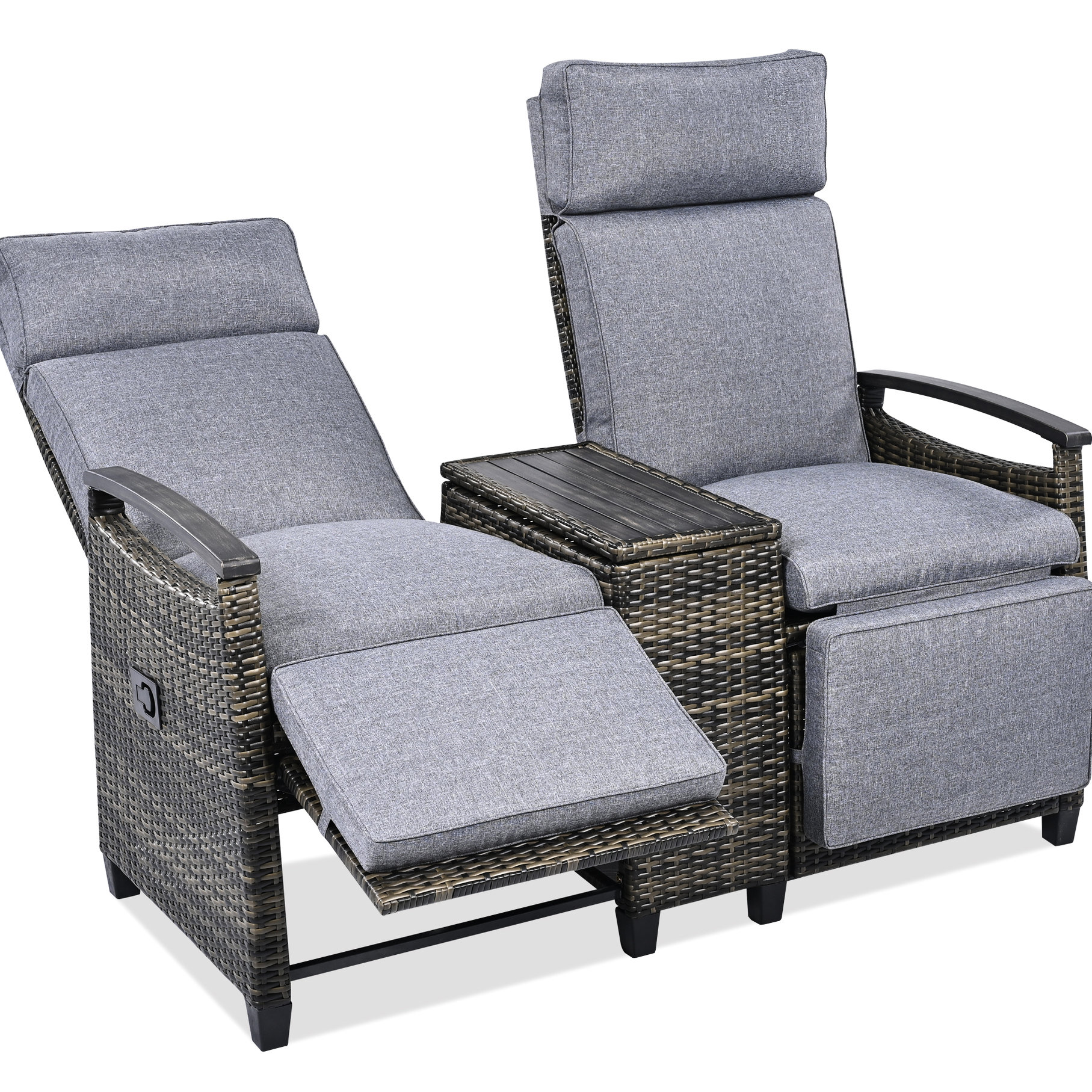 Latitude Run® Outdoor Recliner With , Iron Frame, And - Adjustable ...