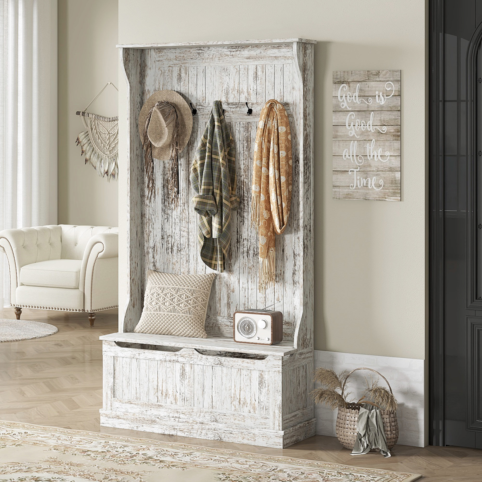 Red Barrel Studio® 3-In-1 Entryway Hall Tree With Storage Bench, Coat ...